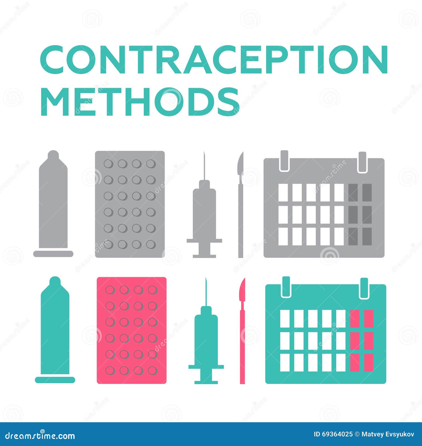 Pregnancy Icons Set, Contraception Stock Illustration - Illustration of ...