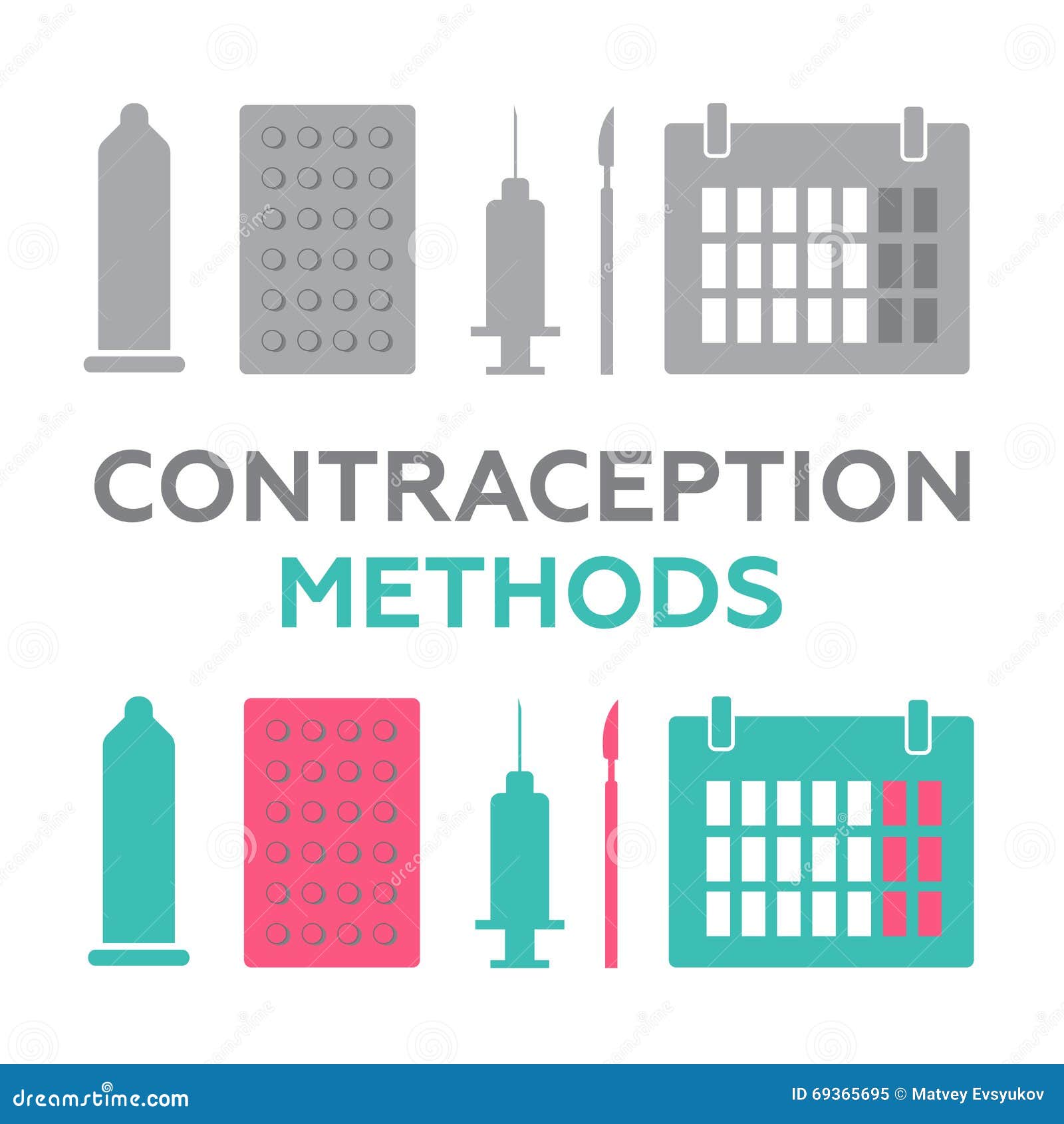 Pregnancy Icons Set, Contraception Stock Illustration - Illustration of ...