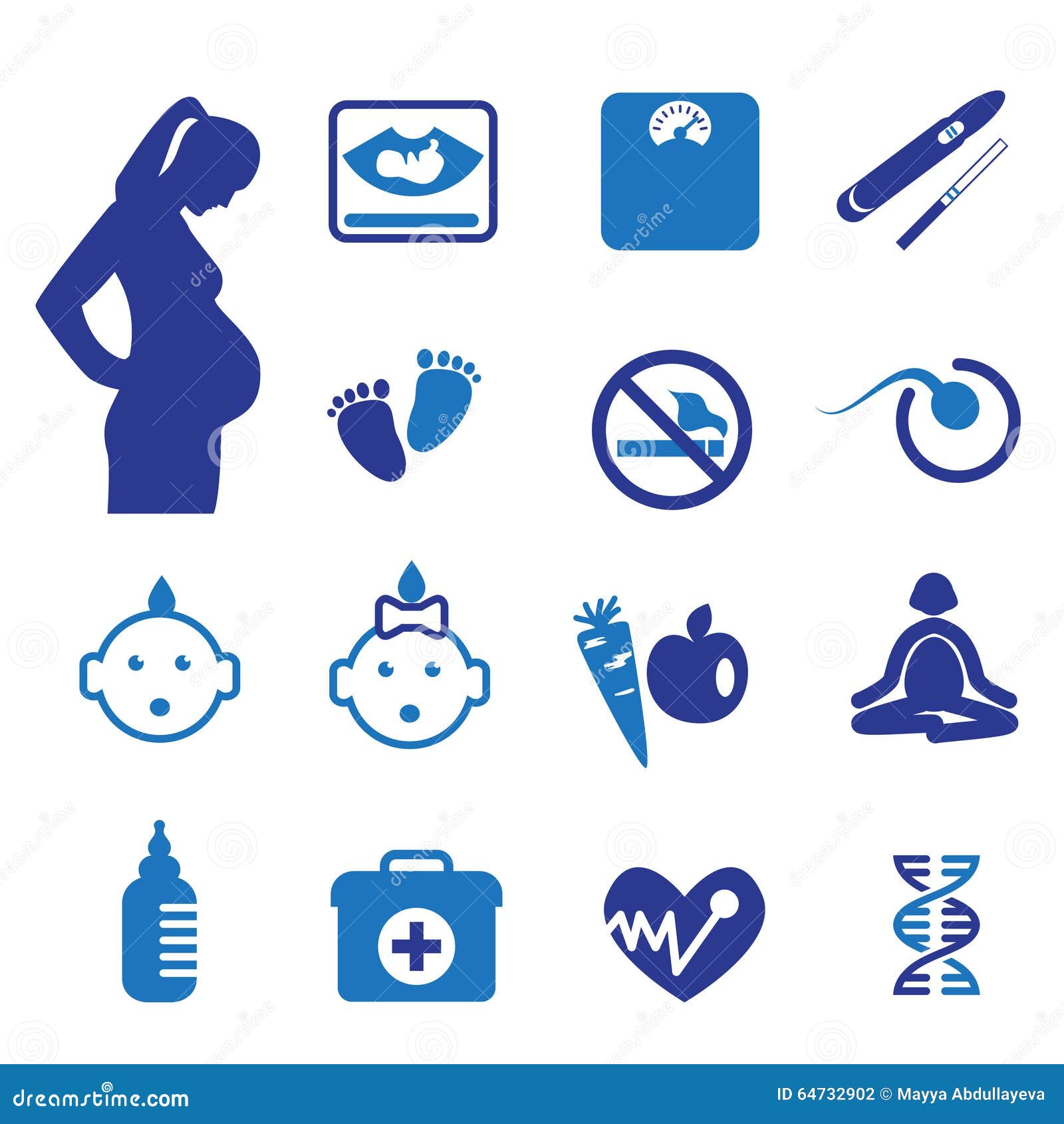 Pregnancy and Newborn Icons Set Stock Vector - Illustration of medical ...