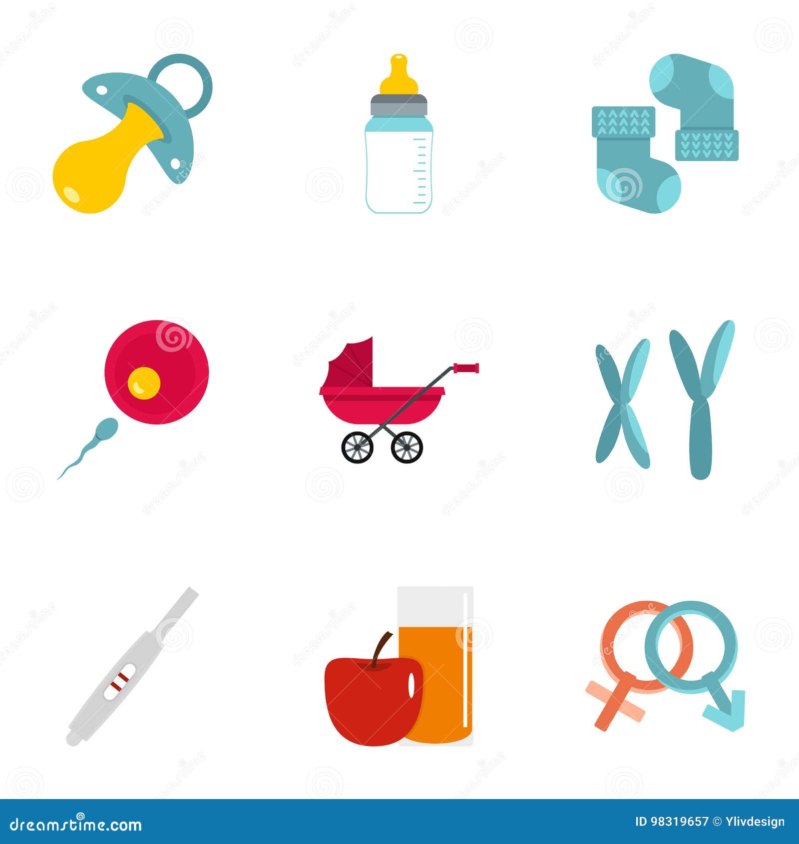 Pregnancy Symbols Icons Set, Flat Style Stock Vector - Illustration of ...