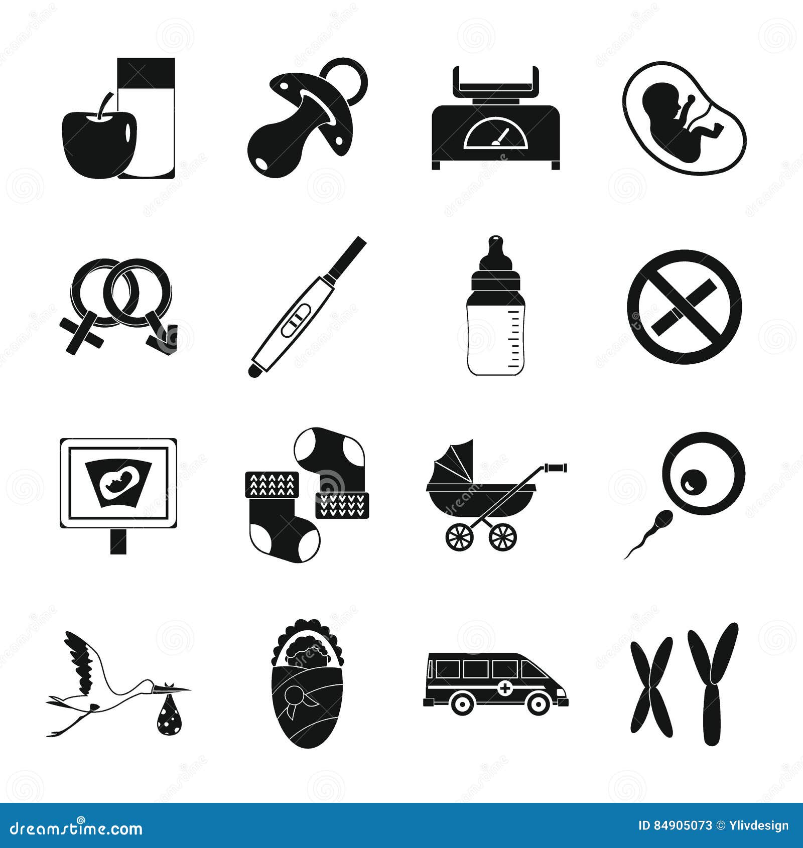 Pregnancy Symbols Icons Set, Simple Style Stock Vector - Illustration ...