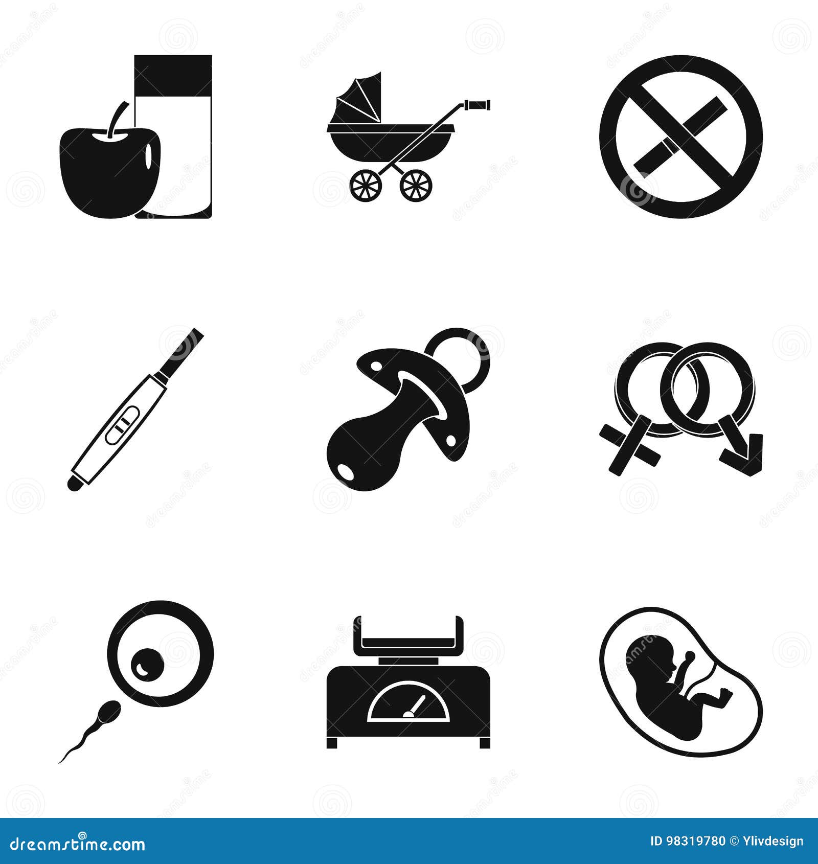 Pregnancy Symbols Icons Set, Simple Style Stock Vector - Illustration ...