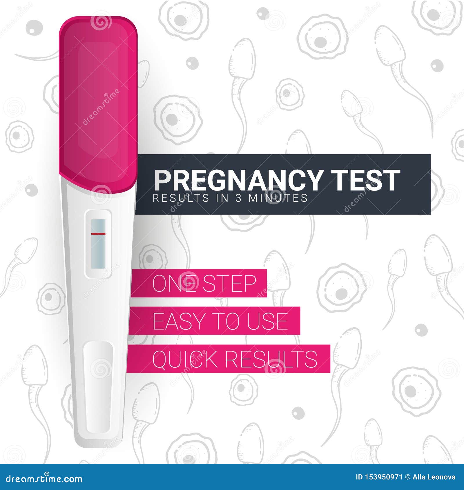 Pregnancy Test Banner with Hand Draw Background. Stock Vector ...