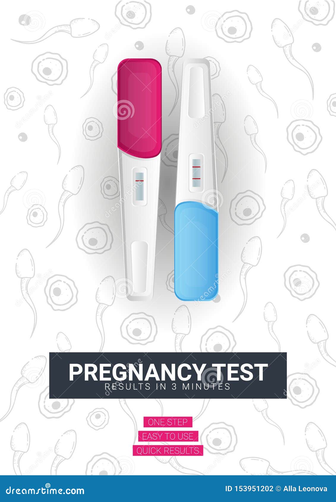 Pregnancy Test Banner with Hand Draw Background. Stock Vector ...