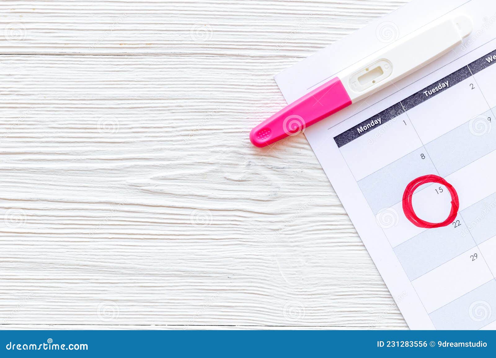 Pregnancy Test with Calendar To Check Pregnancy Day Stock Photo - Image ...