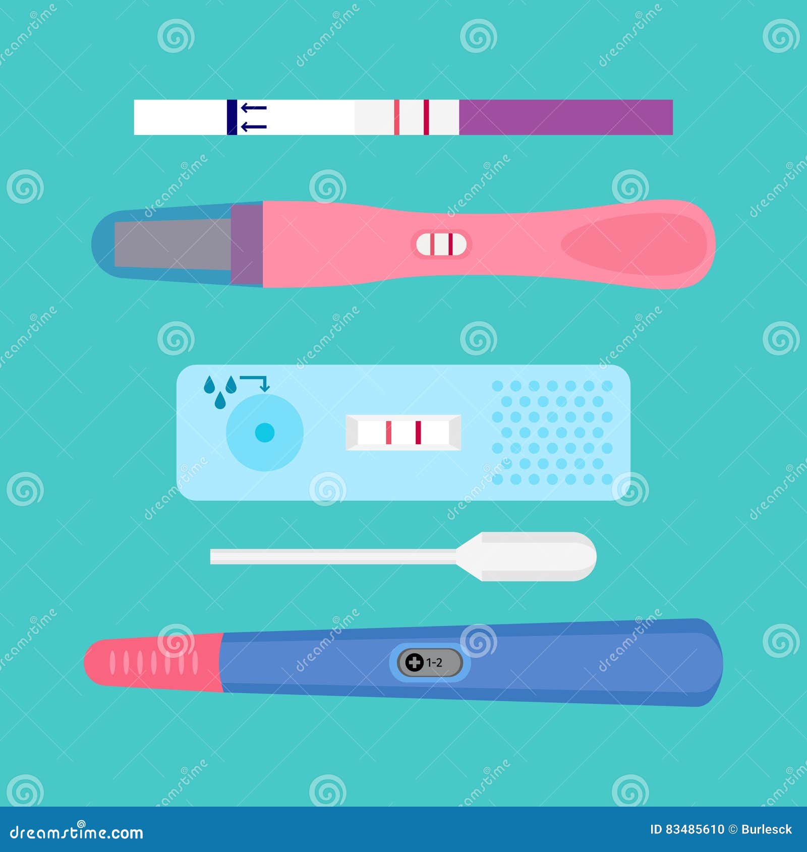 Pregnancy Test Flat Icons Ovulation Medical Tests Result Vector