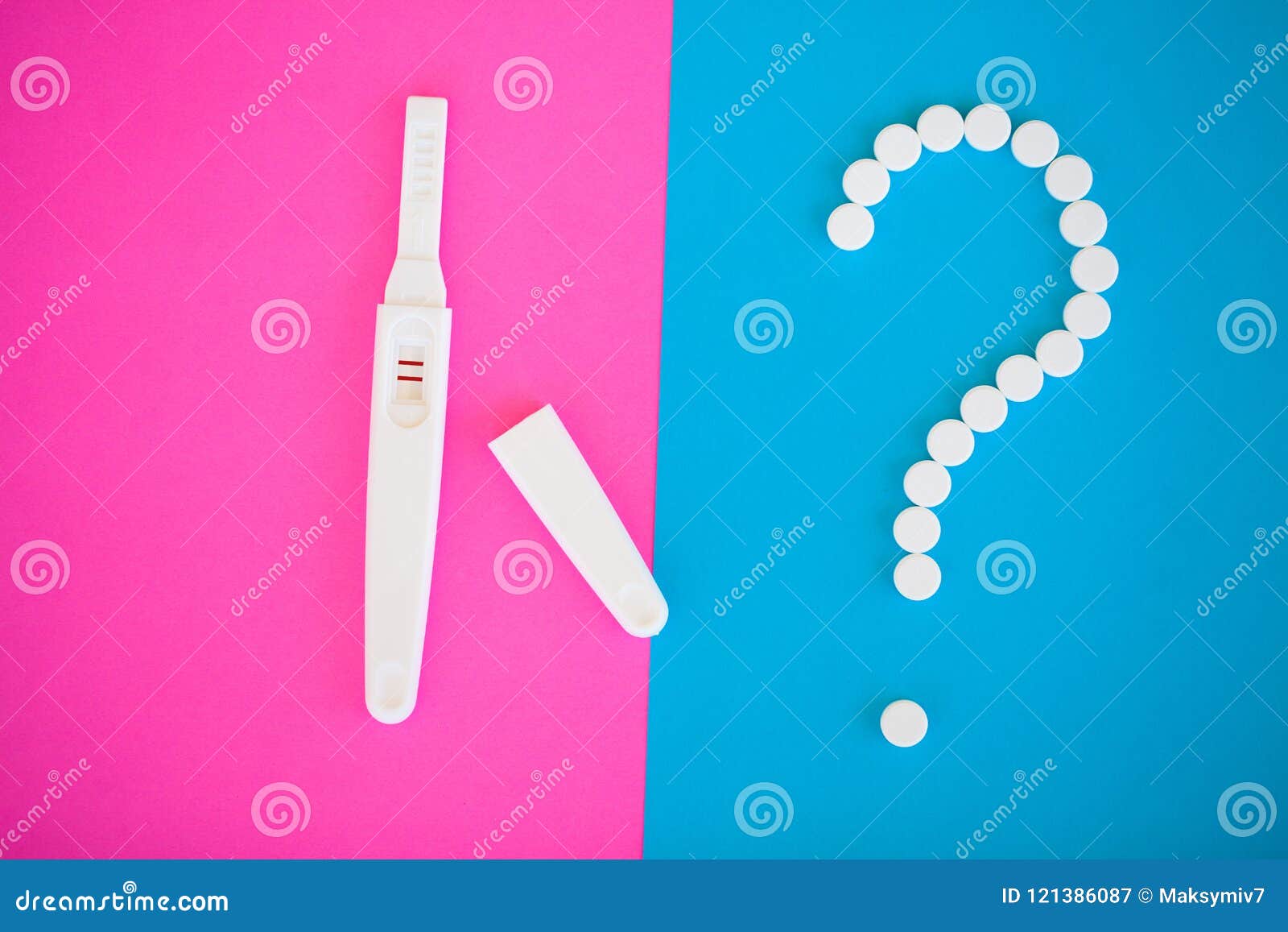 Pregnancy Test The Result Is Positive With Two Strips And Condo Stock