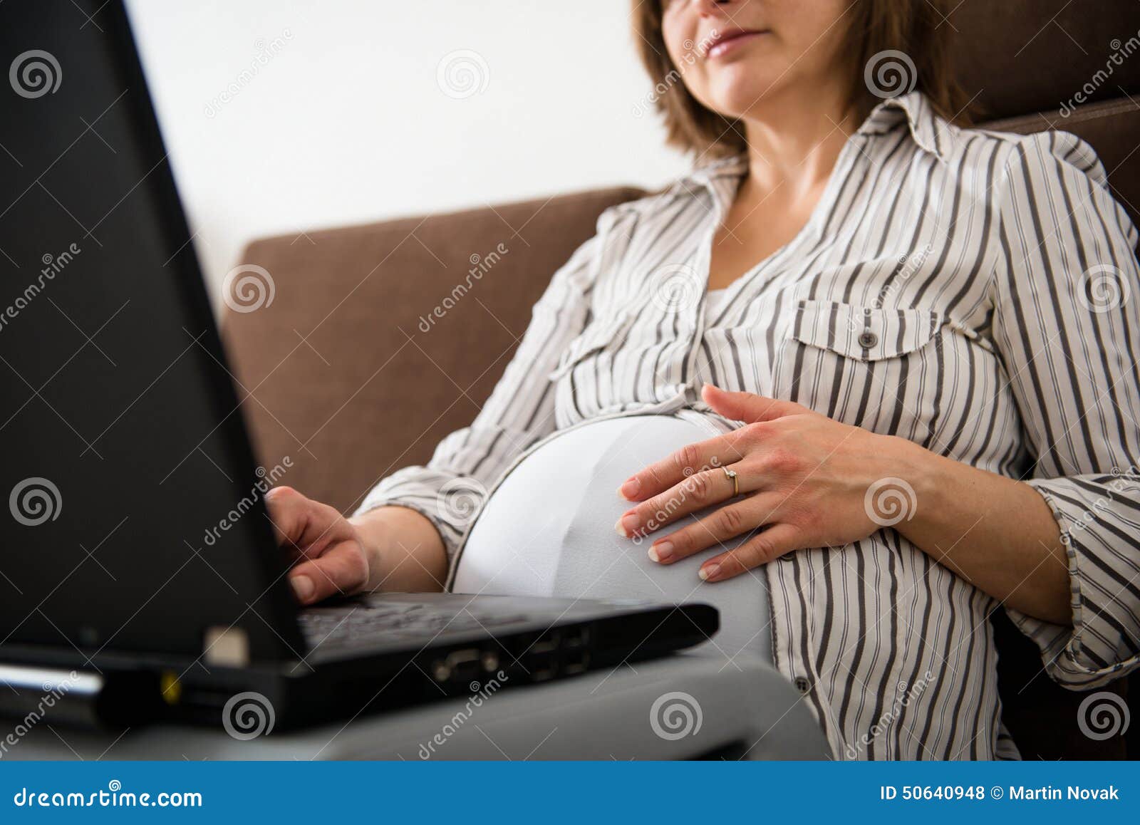 Pregnancy - Working from Home Stock Photo - Image of torso, notebook ...