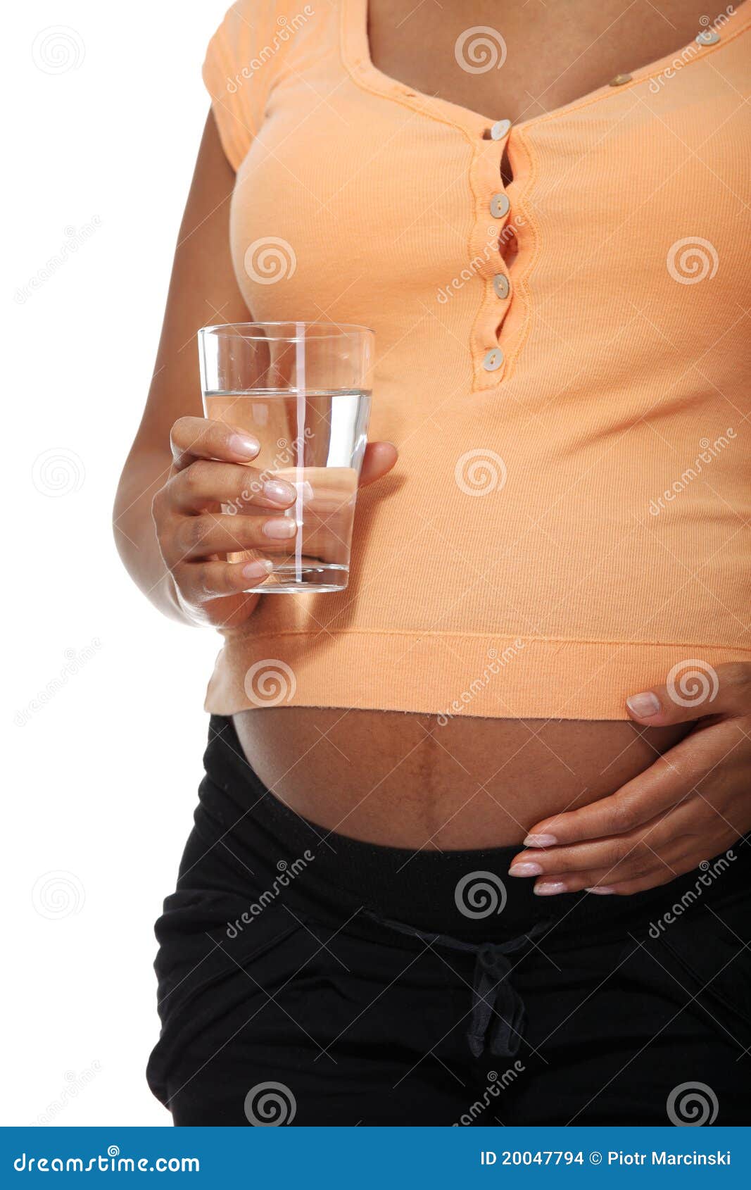 Pregnant Belly with Glass of Water Stock Photo - Image of glass, baby ...