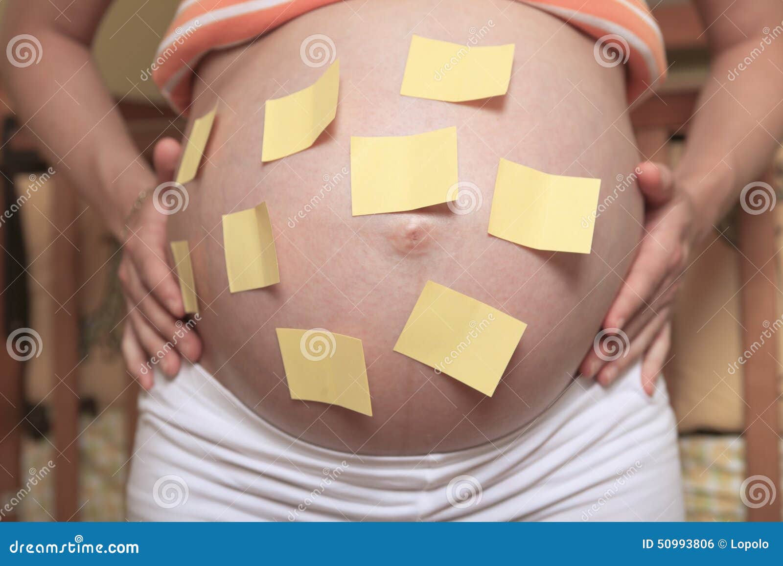 Pregnant Belly and Sticker Notes Stock Photo - Image of list, mark ...