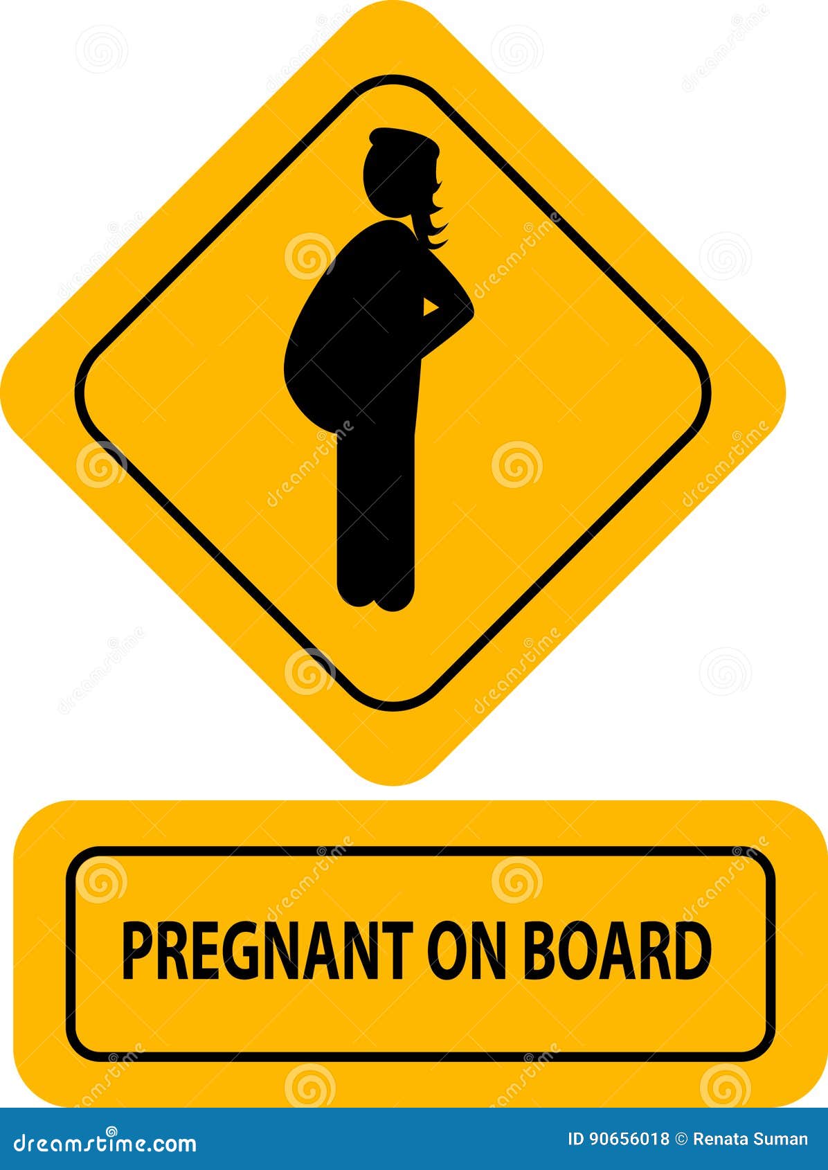 Pregnant on board label stock vector. Illustration of woman - 90656018
