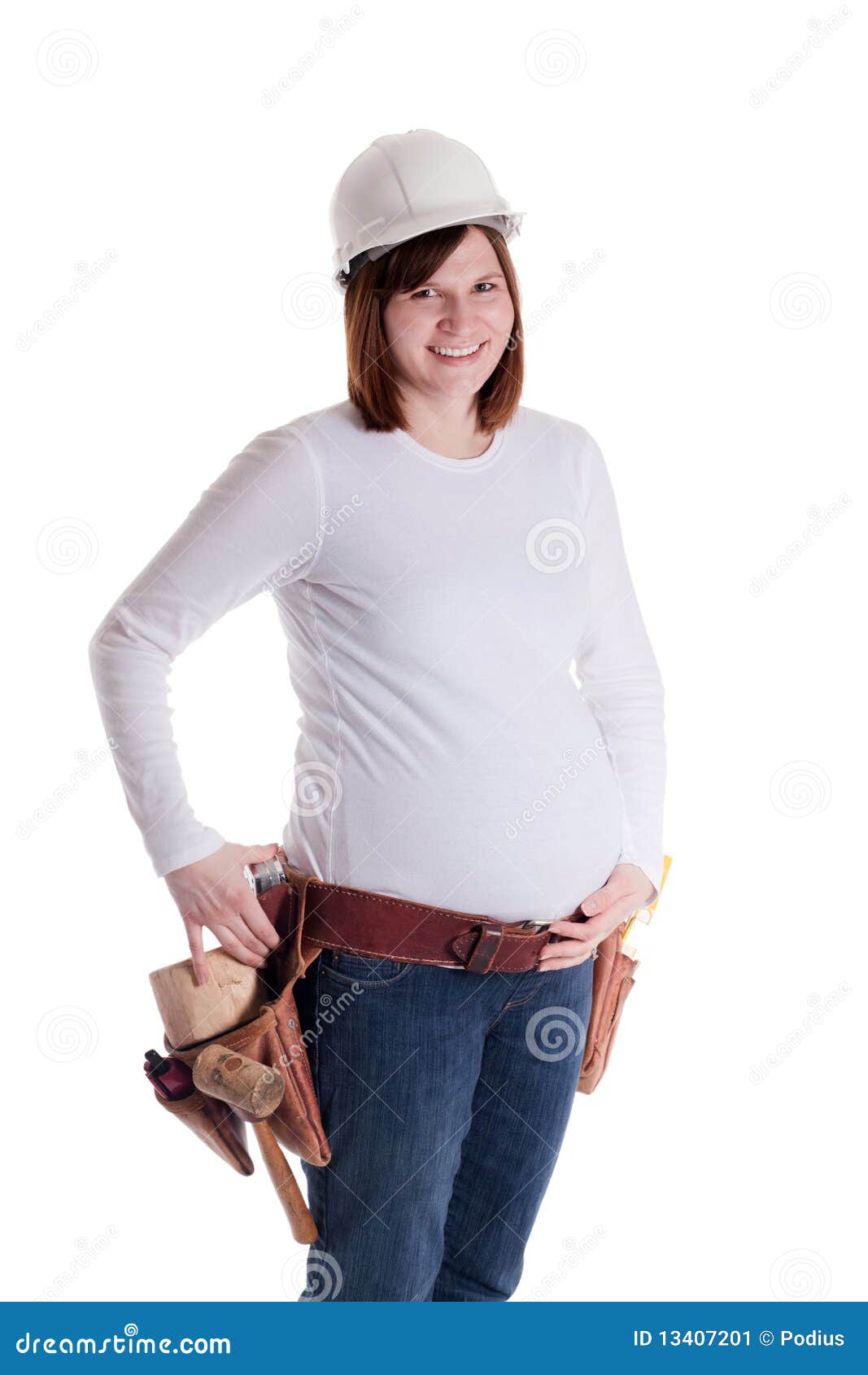 Pregnant Construction Worker Stock Image - Image of expecting, belt ...
