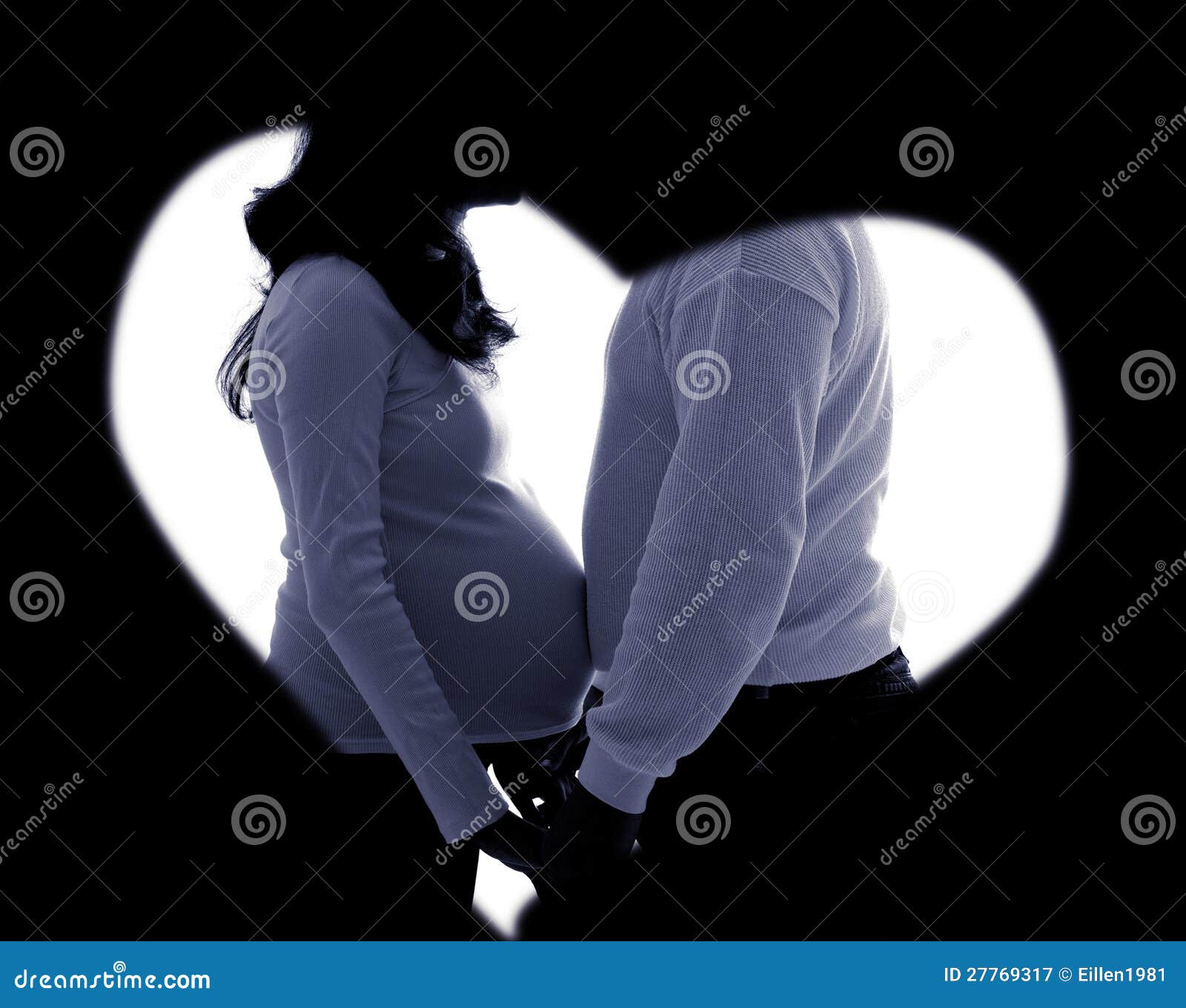 Pregnant Couple Silhouette in Low Key Stock Image - Image of beautiful ...