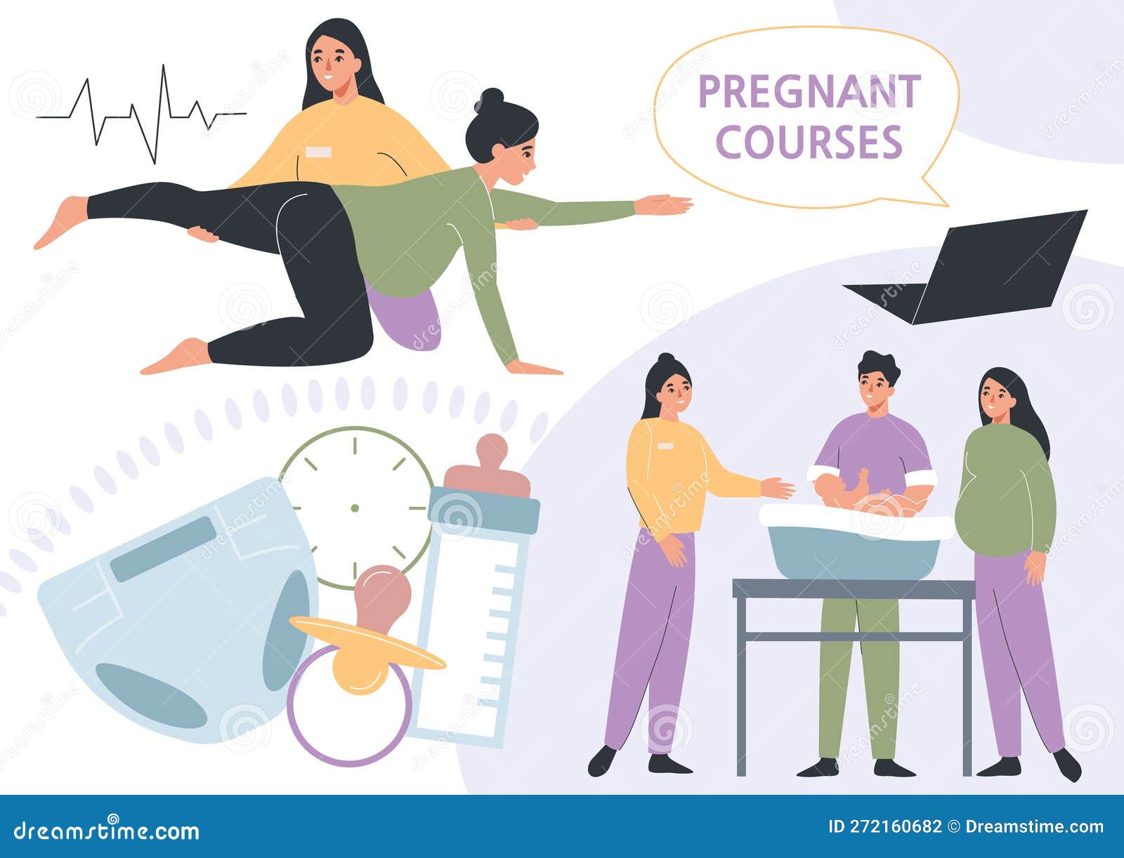 Collage Prenatal Hospital With Textured Preschool Seal Royalty-Free ...