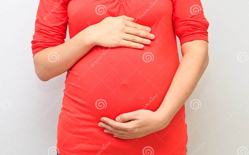 Pregnant Lady Holding Belly Stock Image Image Of Body Adult 33828847