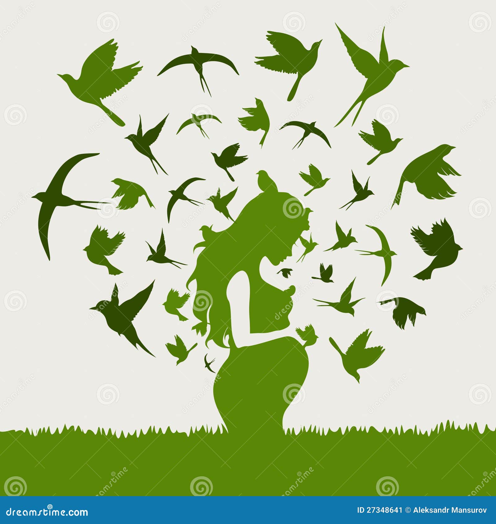Birds Take Off In Field. Vector Silhouette | CartoonDealer.com #193985340