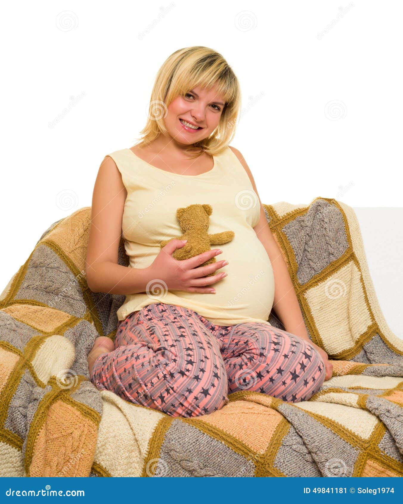 Pregnant woman in bed stock image. Image of pregnancy - 49841181