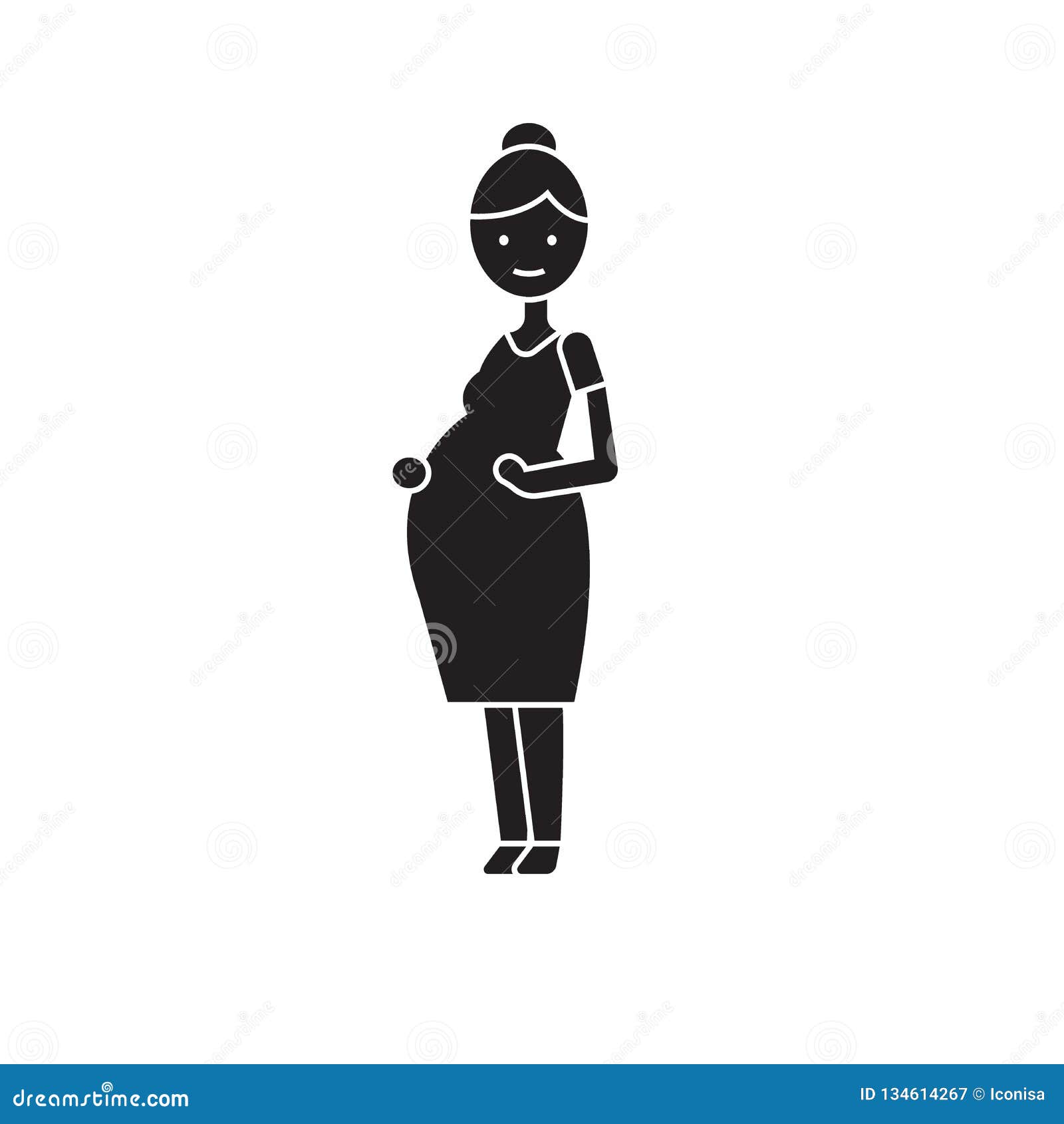 Pregnant Woman Black Vector Concept Icon Pregnant Woman Flat