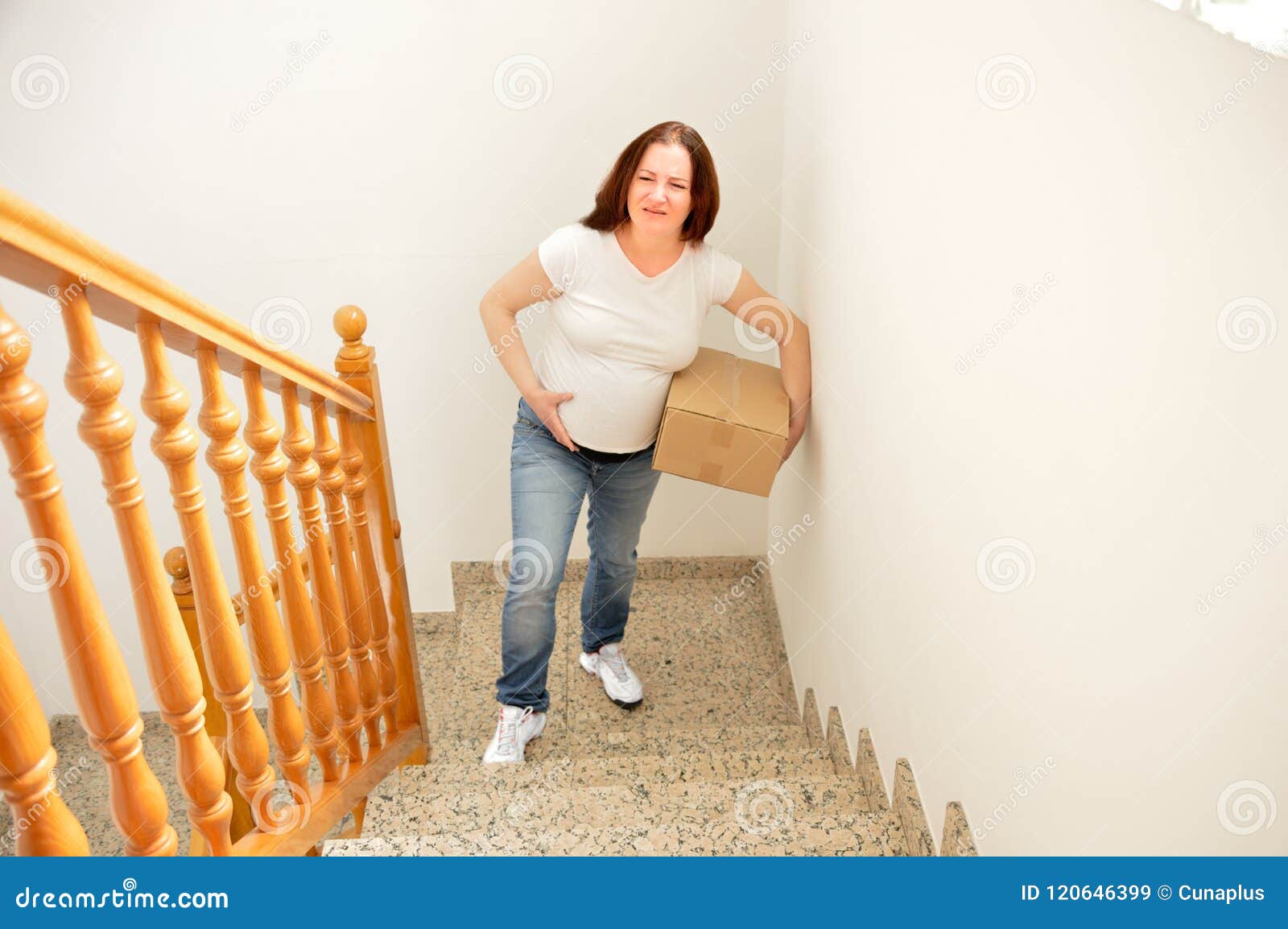 Pregnant Woman Doing A Dangerous Effort Stock Image Image Of Packing