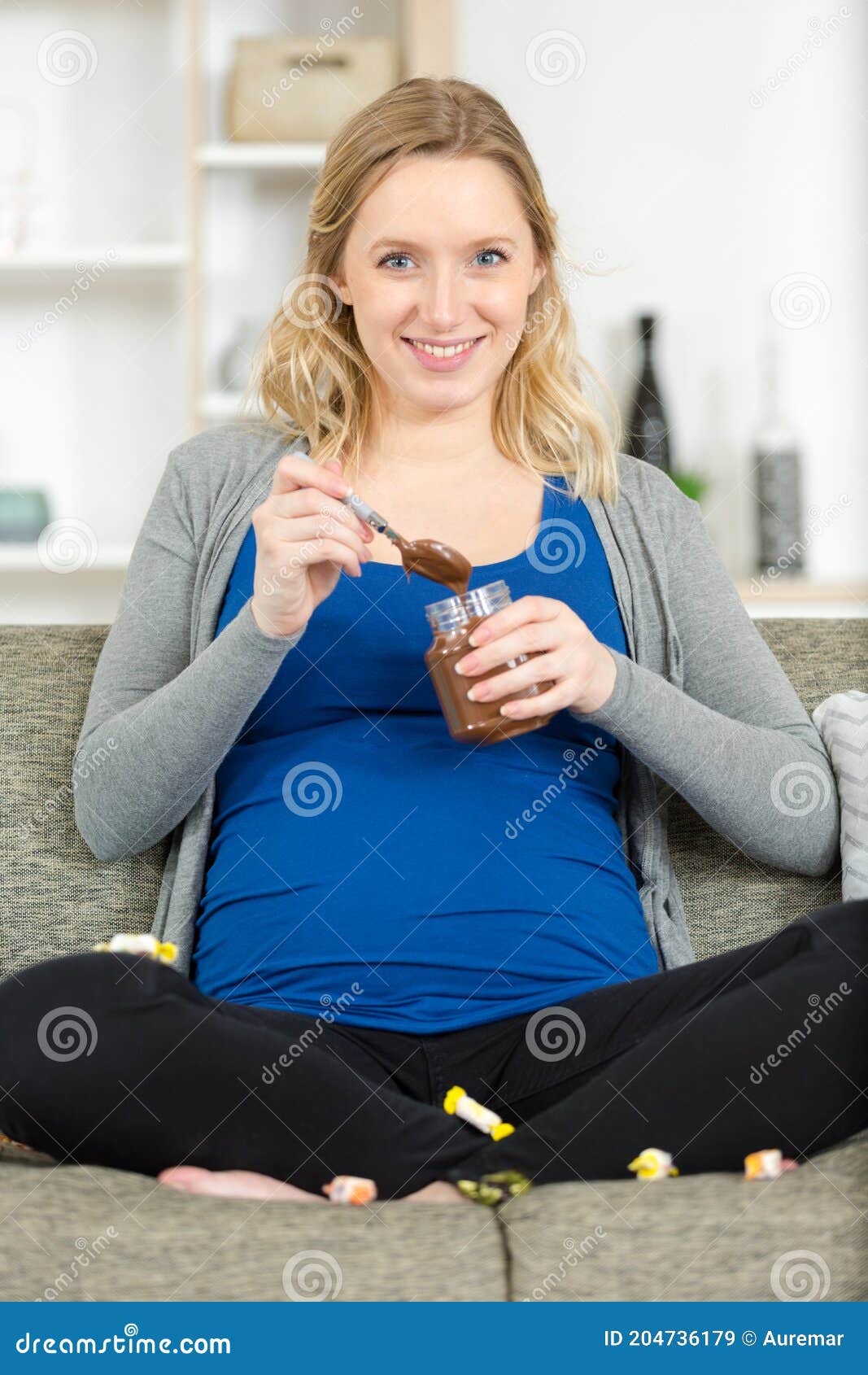 Pregnant Woman Enjoying Eating Chocolate Stock Image Image Of Eating