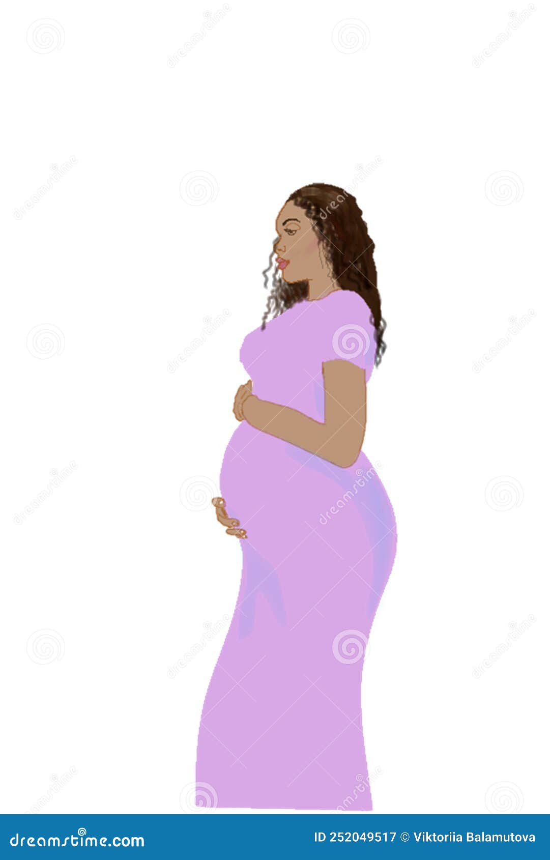 Pregnant Woman Future Mom Standing Flat Vector Illustration Stock