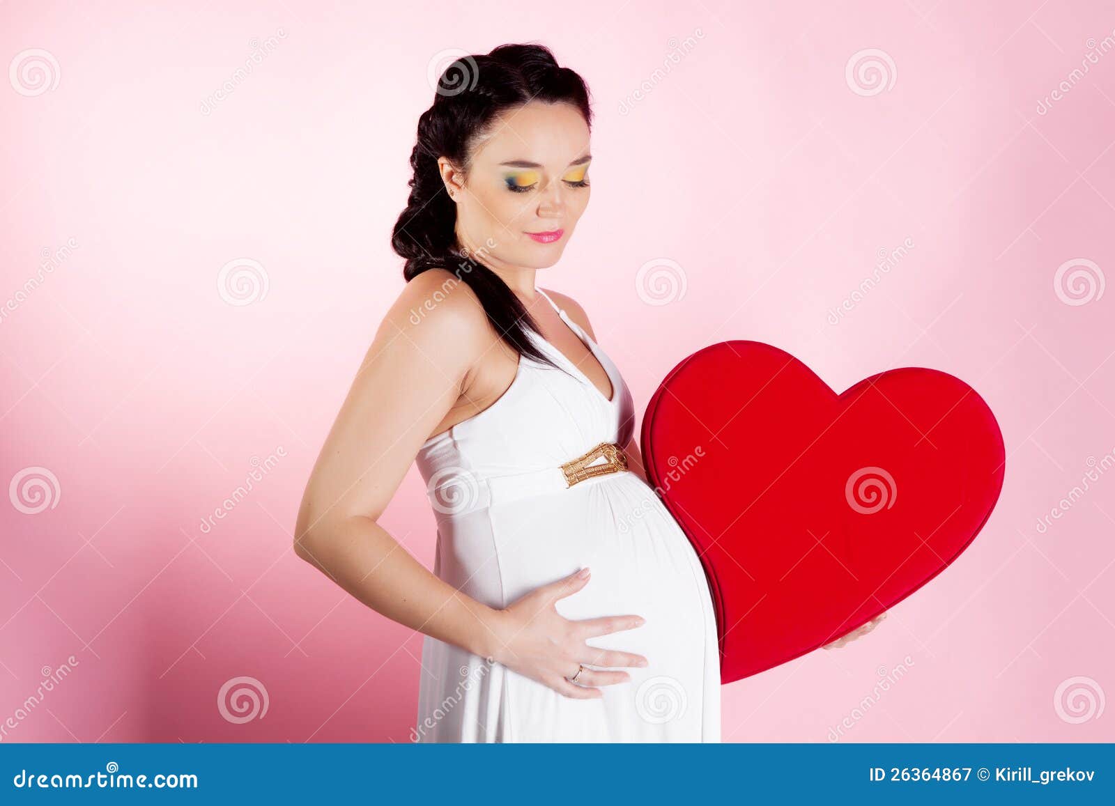 Pregnant woman with heart stock image. Image of affection - 26364867