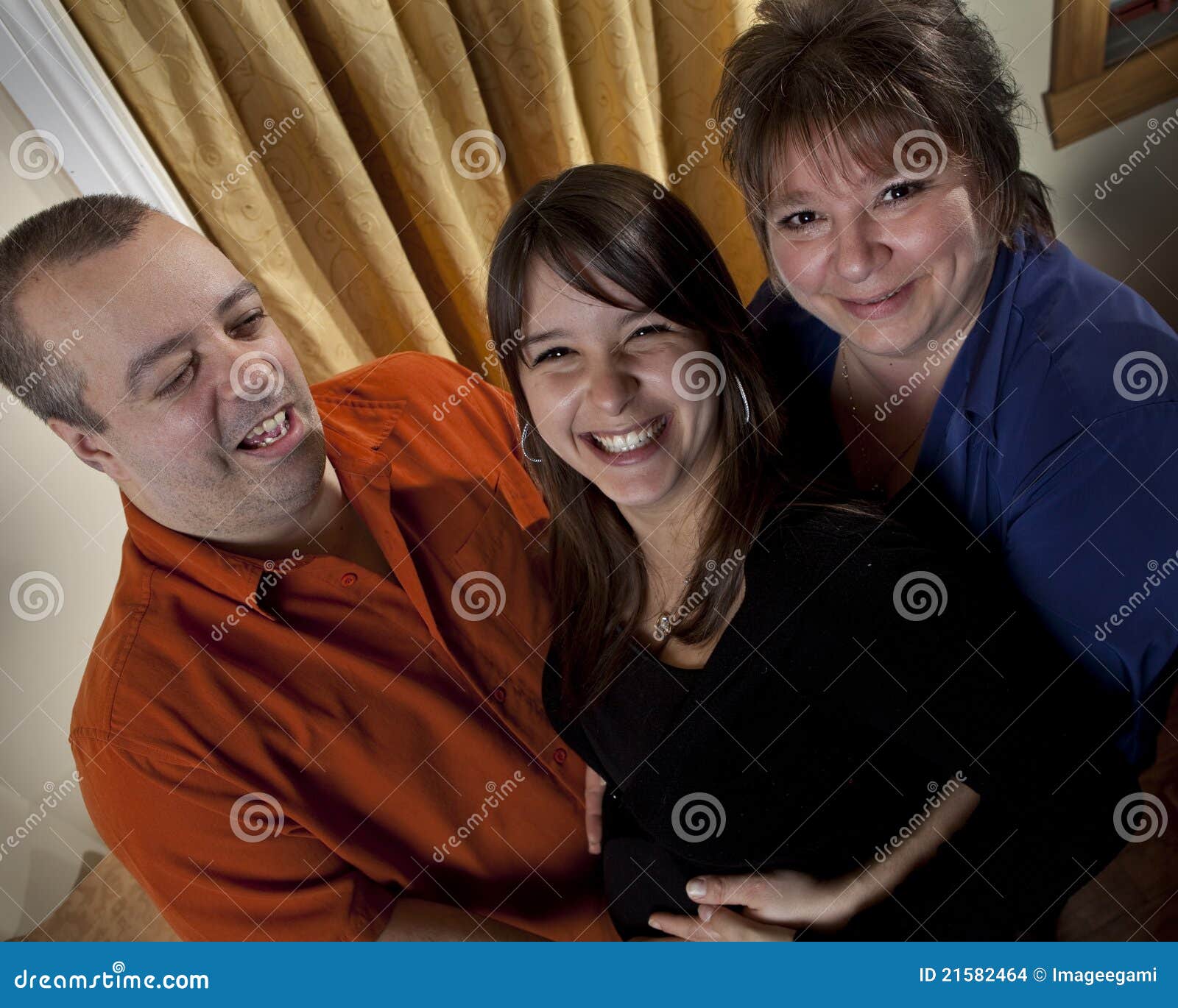 Pregnant Woman with Her Parents Stock Photo - Image of happy, caring ...