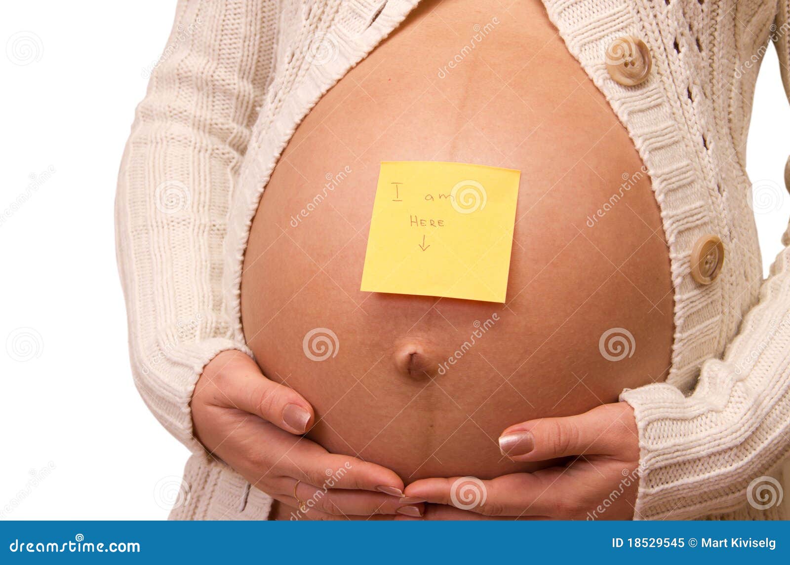 Pregnant Woman with Label on Her Belly Stock Image - Image of isolated ...