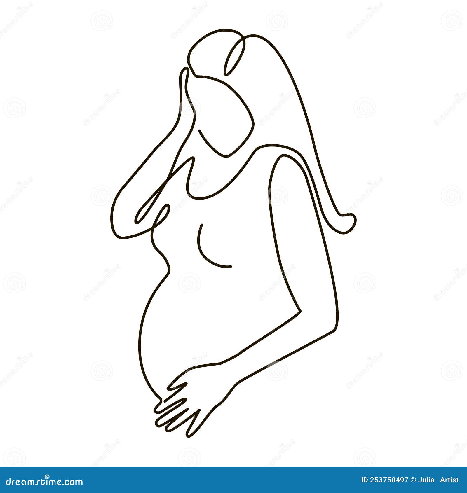 Pregnant Woman Line Art Woman Silhouette Stock Vector Illustration
