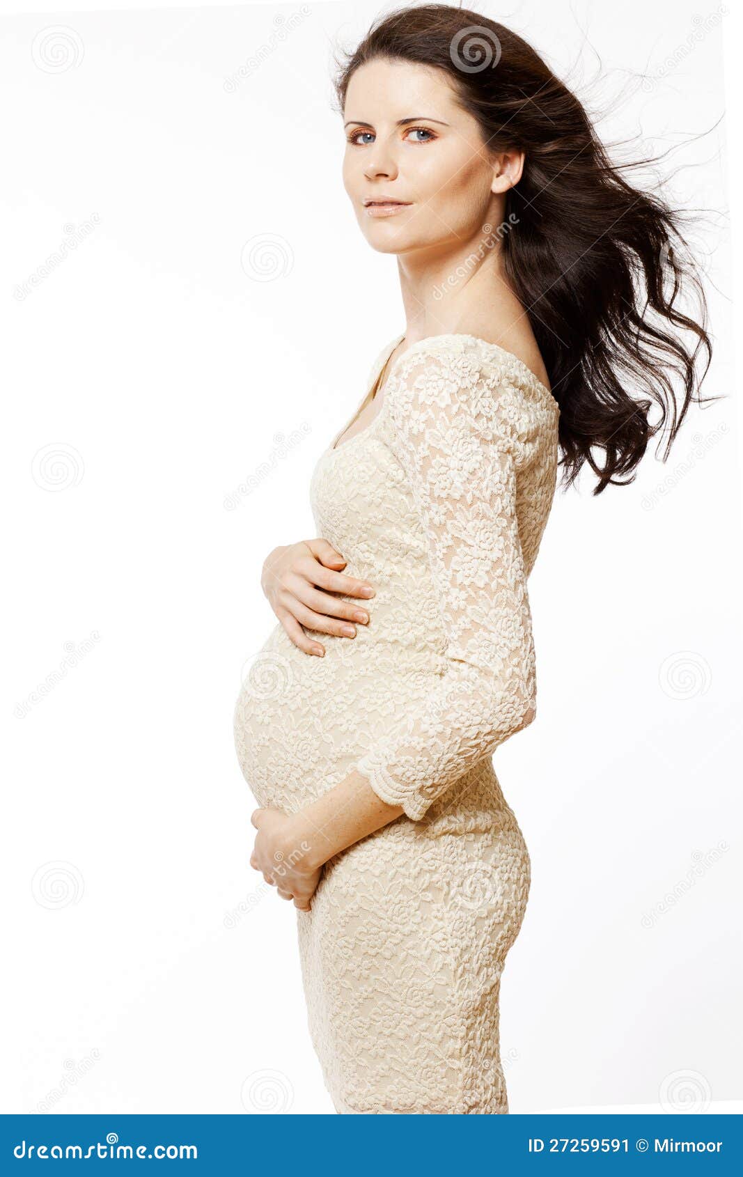 Pregnant Woman With Long Dark Hair Stock Image Image Of Attractive