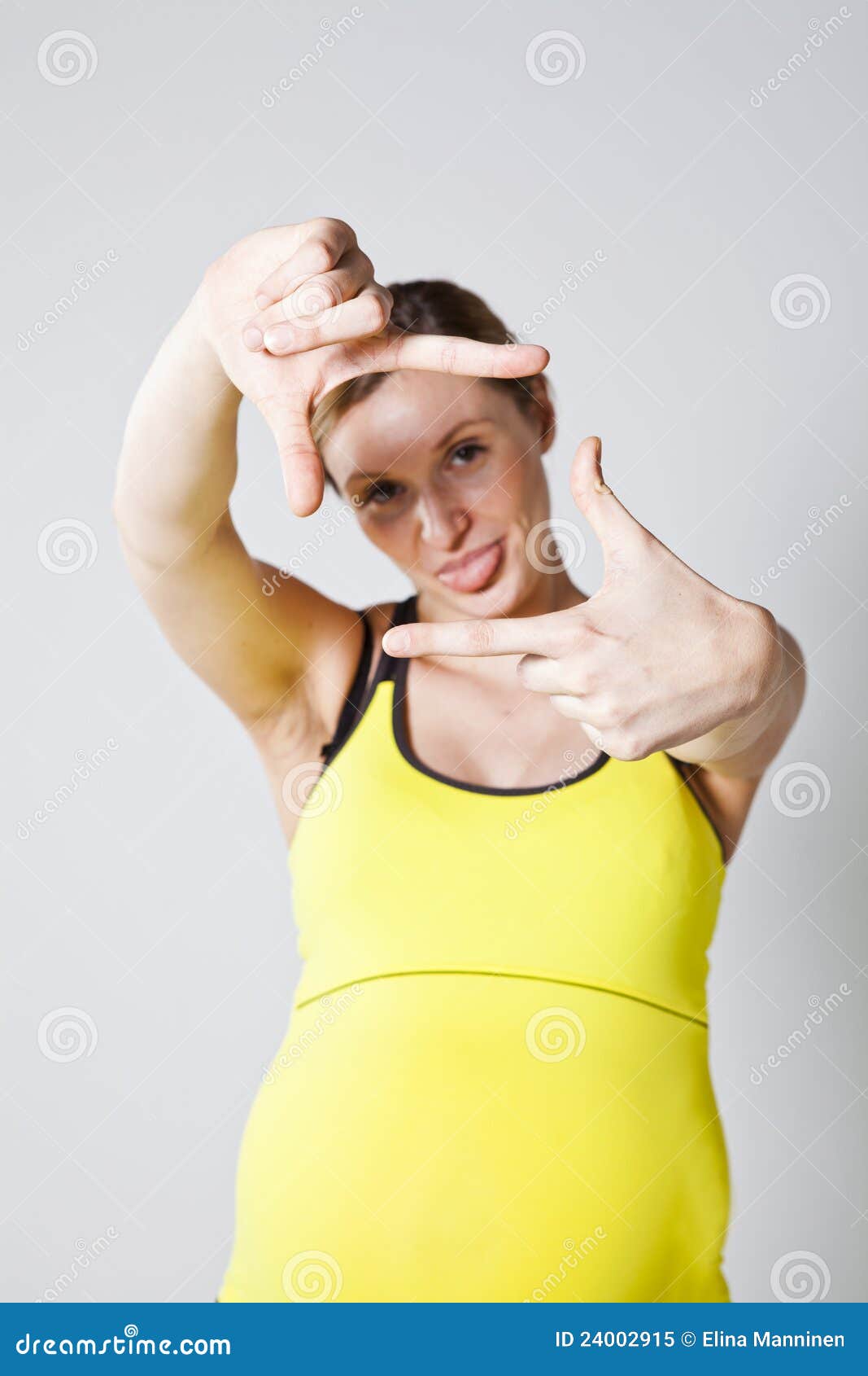 Pregnant Woman Making a Frame Stock Image - Image of attractive, health ...