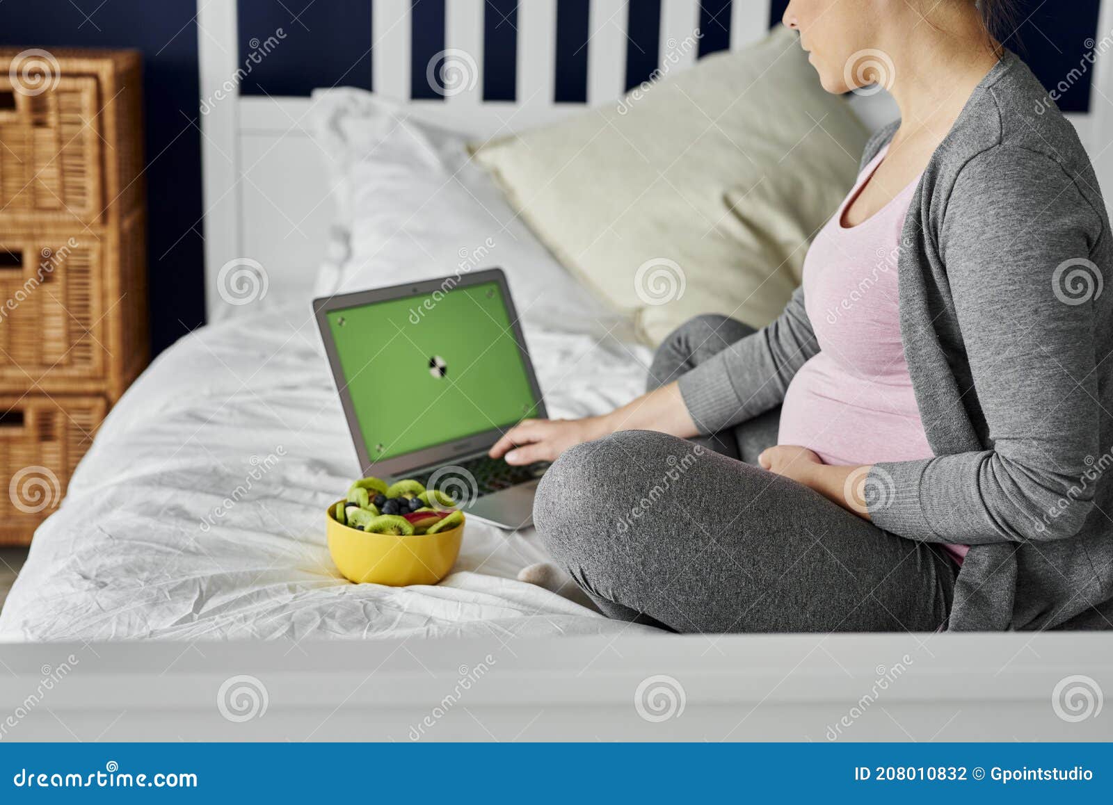 Pregnant Woman Spending Time with Computer Stock Photo - Image of ...