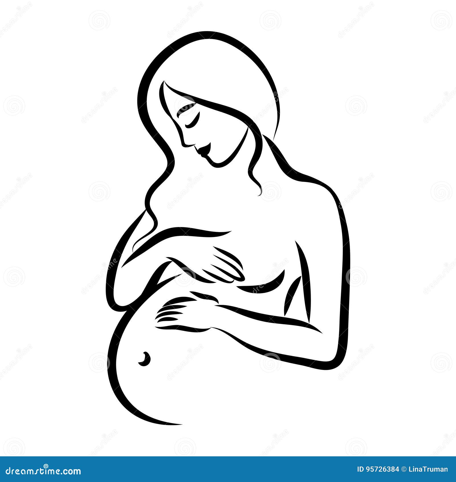 Pregnant Woman Stylized Outline Symbol Maternity Pregnancy Stock
