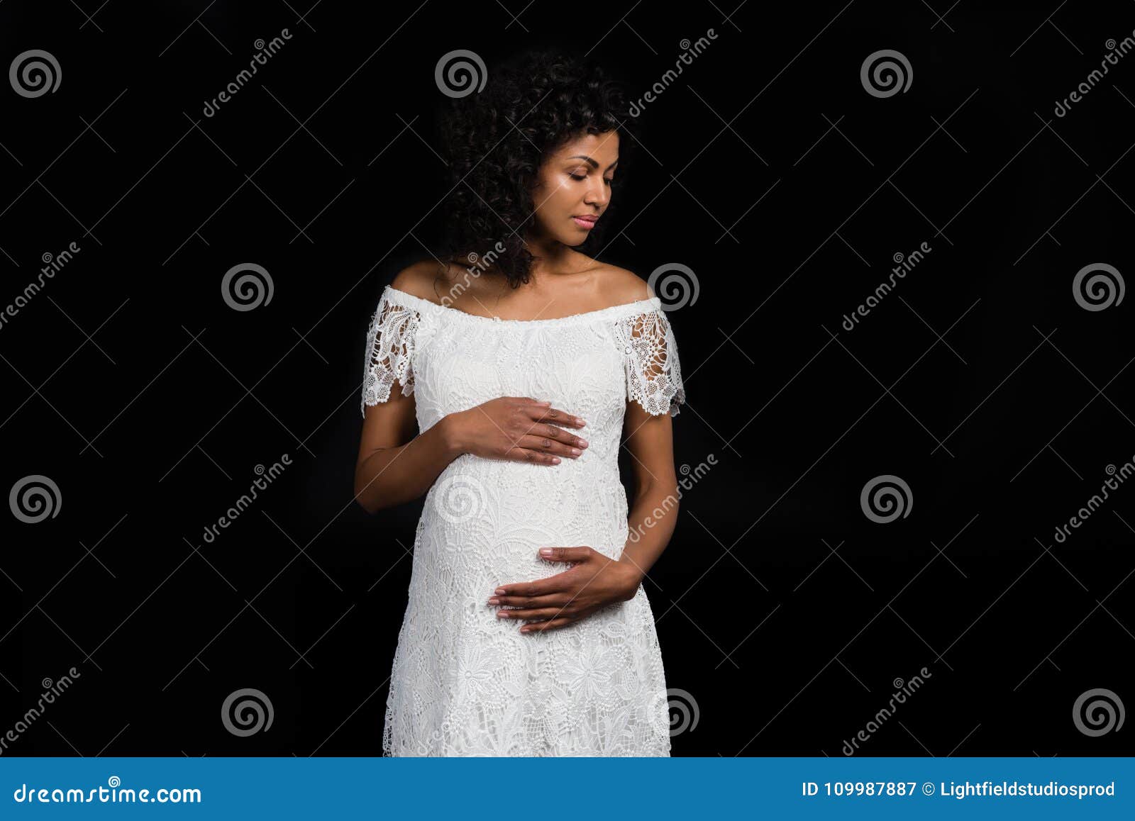 Pregnant Woman Touching Belly Stock Image Image Of Maternity Belly