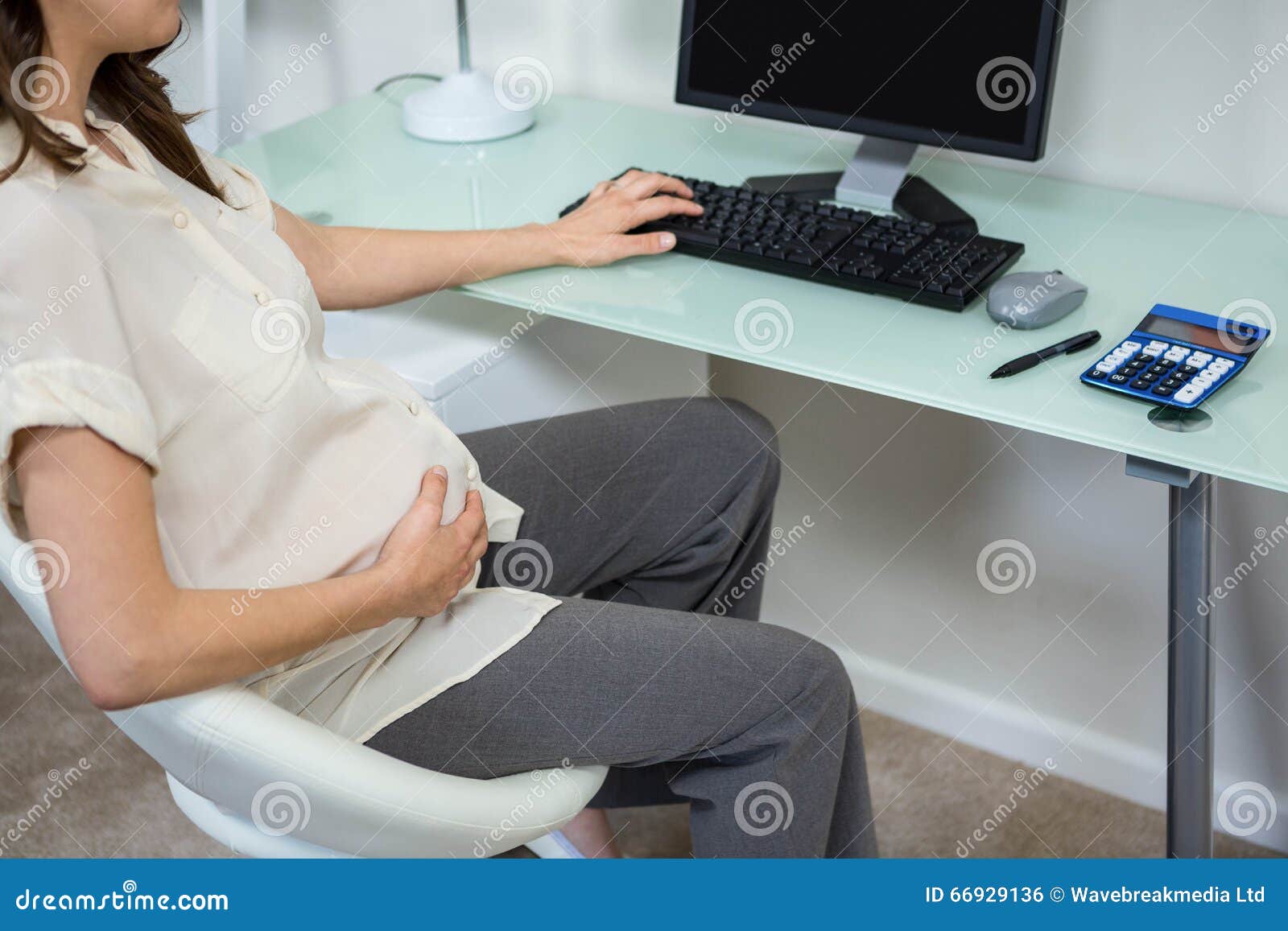 Pregnant Woman Using Computer Stock Photo - Image of keyboard ...