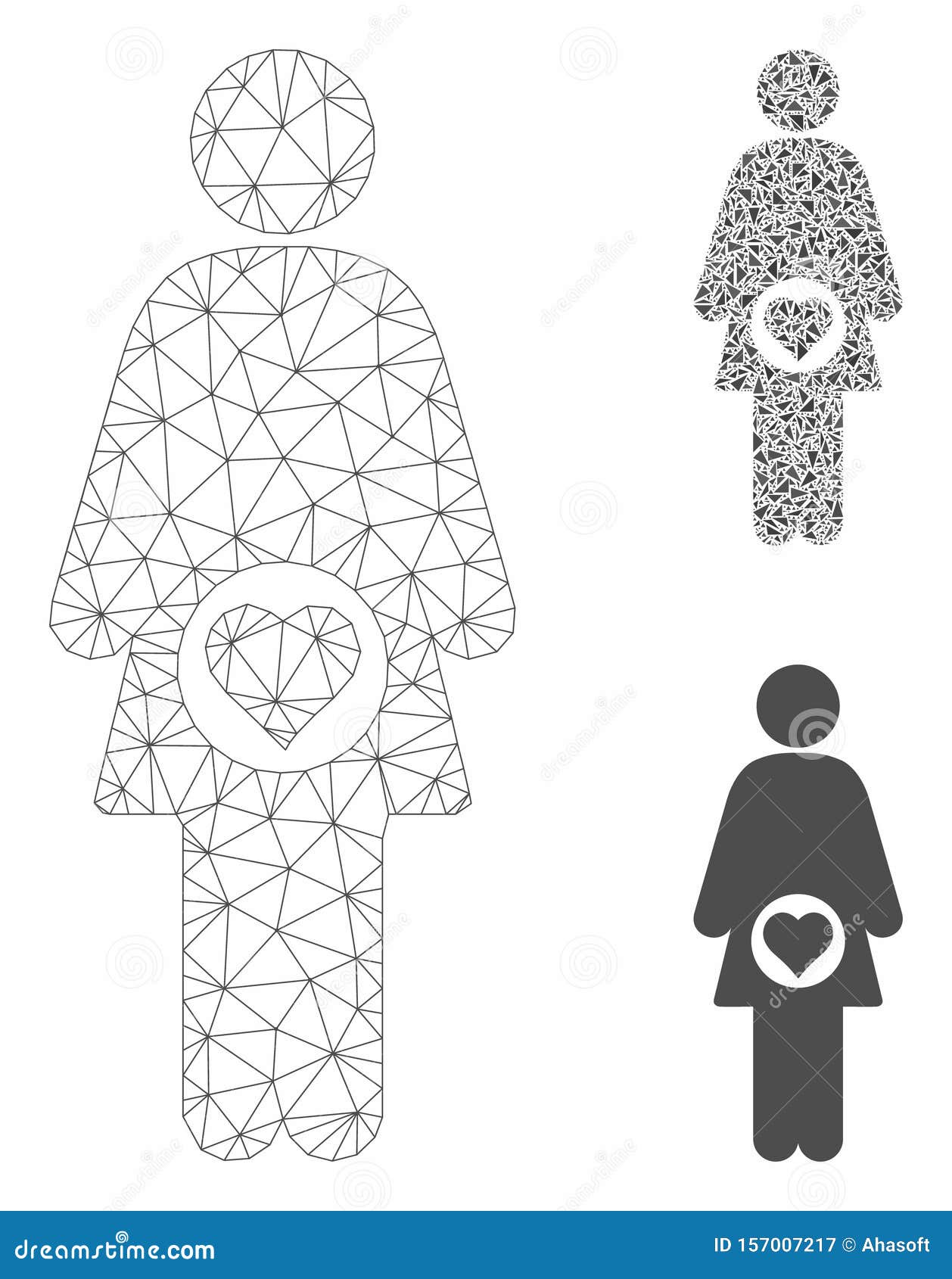 Pregnant Woman Vector Mesh Carcass Model and Triangle Mosaic Icon Stock ...