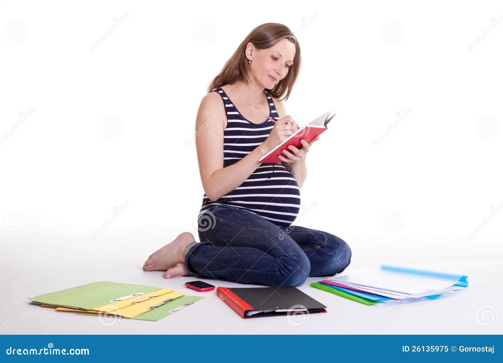 Pregnant Woman - Work from Home Stock Image - Image of office ...
