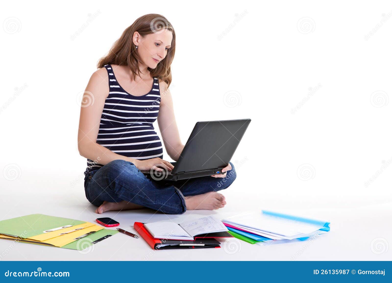 Pregnant Woman - Work from Home Stock Image - Image of office, cheerful ...