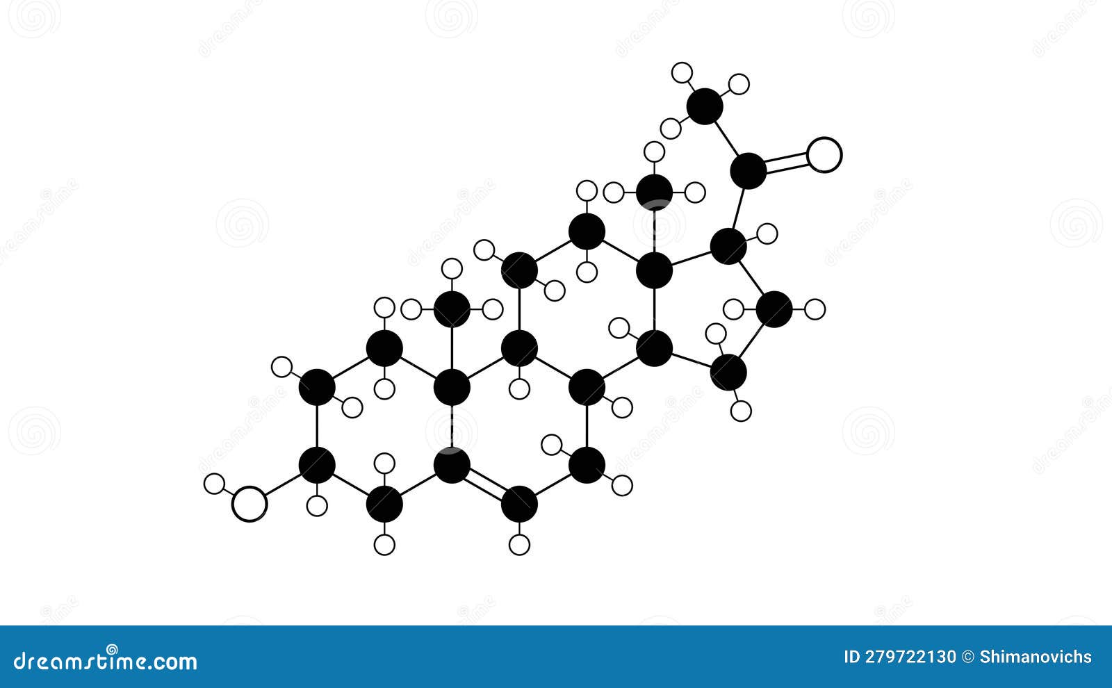 Pregnenolone Molecule, Structural Chemical Formula, Ball-and-stick ...