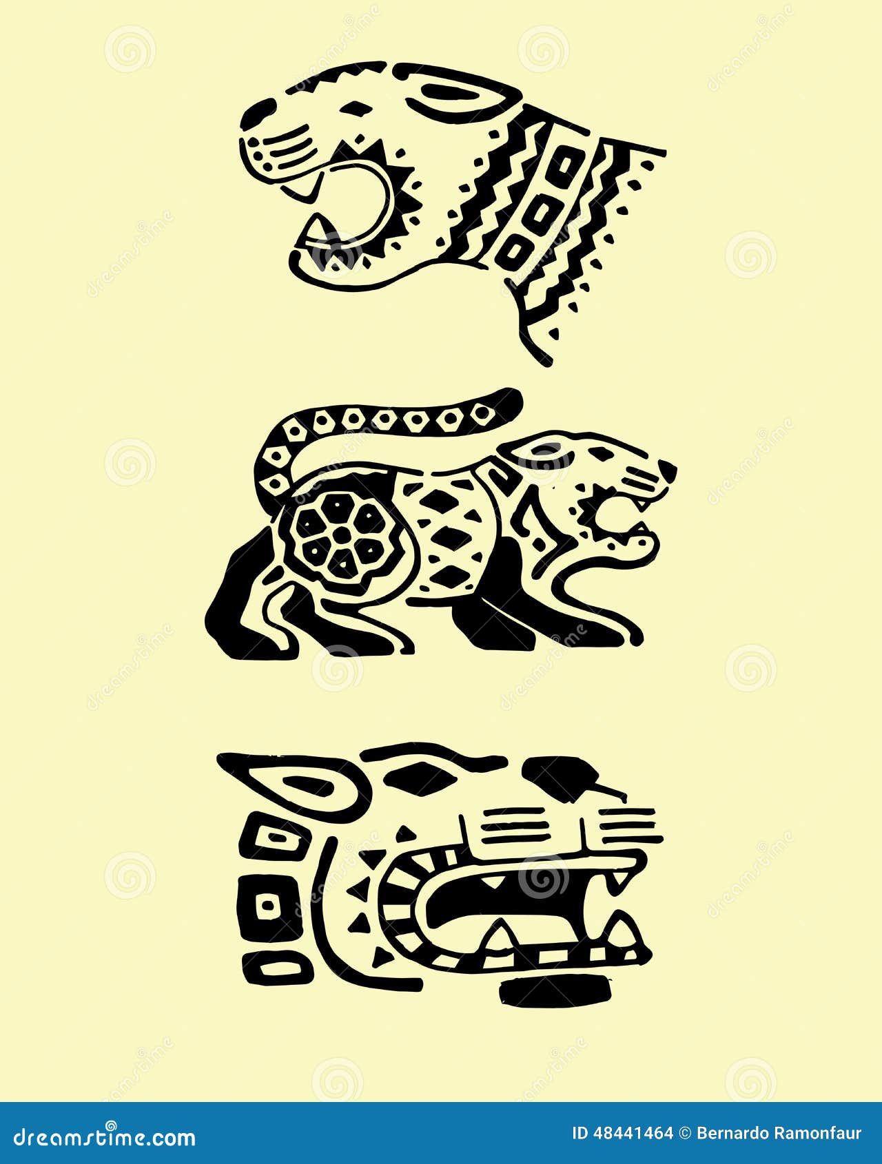 Prehispanic jaguars stock vector. Illustration of vector - 48441464
