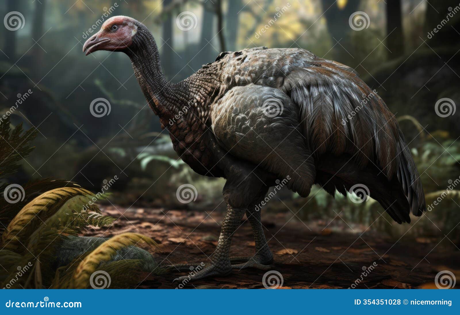 Prehistoric Bird in a Lush Forest. Created by Generative Artificial ...