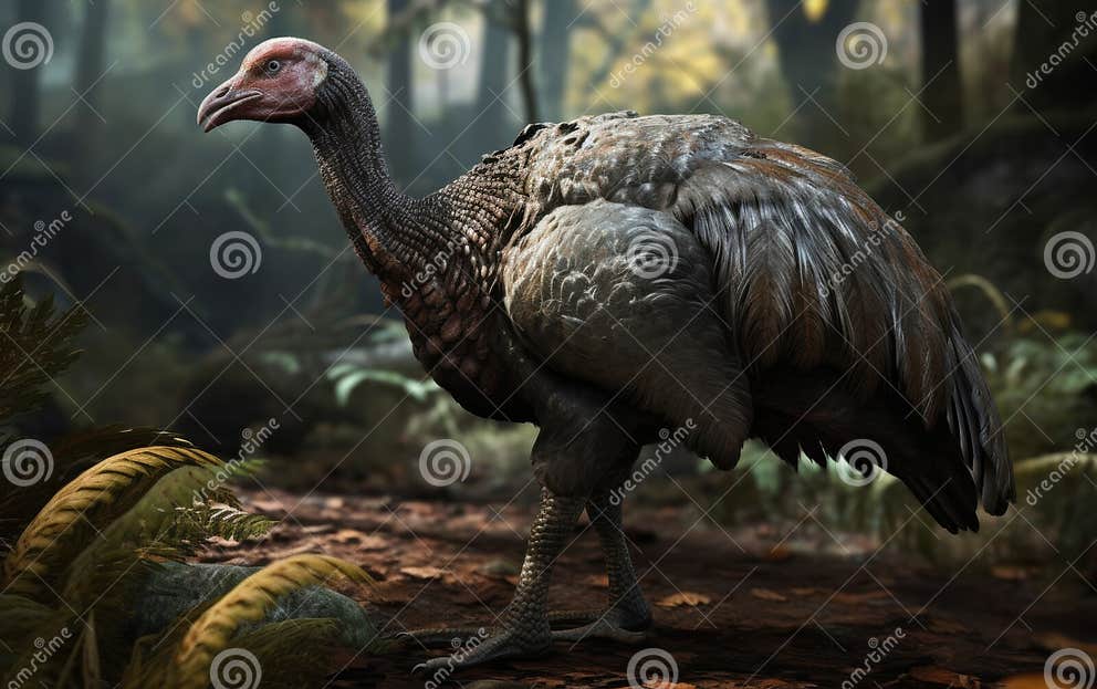 Prehistoric Bird in a Lush Forest. Created by Generative Artificial ...