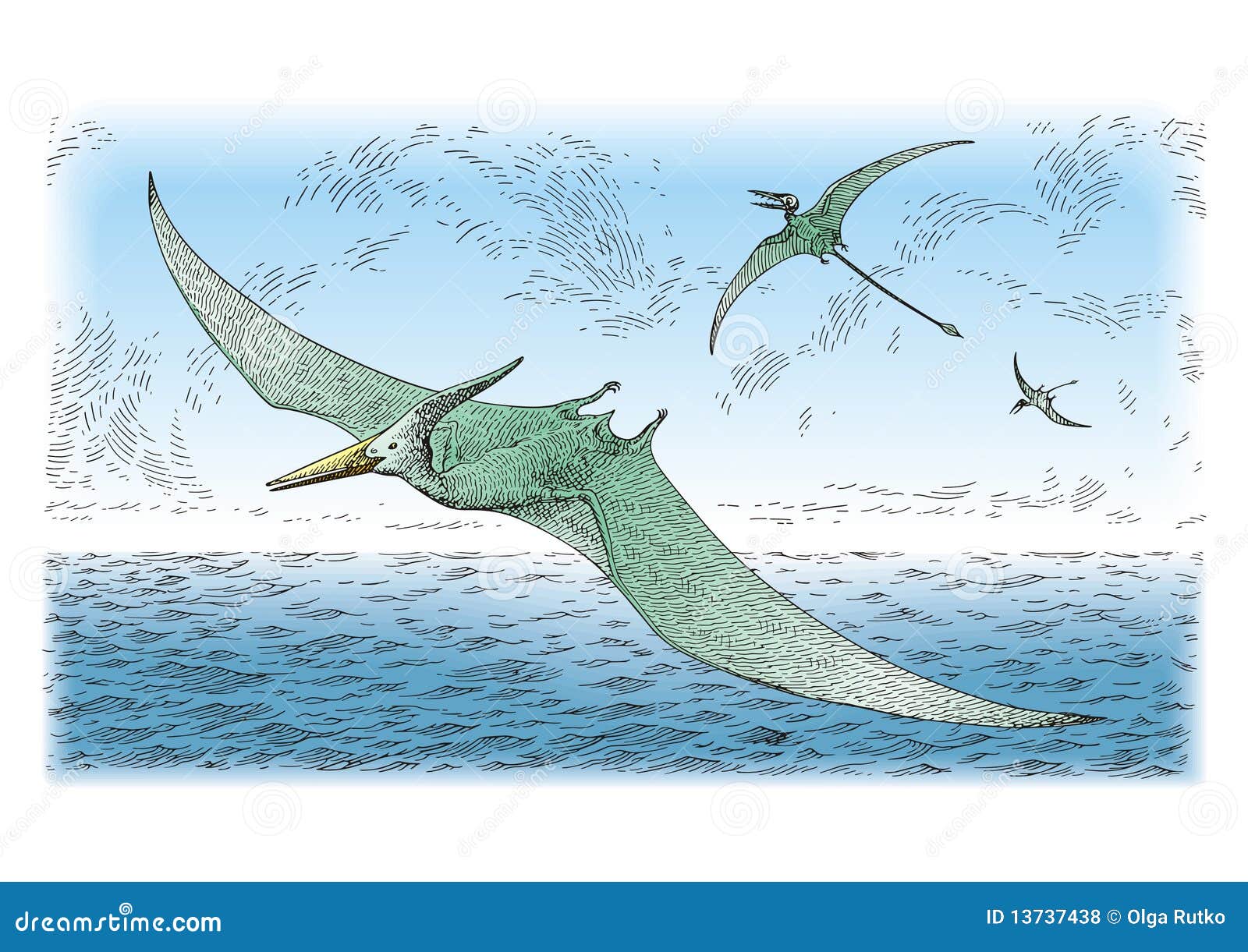 Prehistoric birds stock vector. Illustration of blue - 13737438