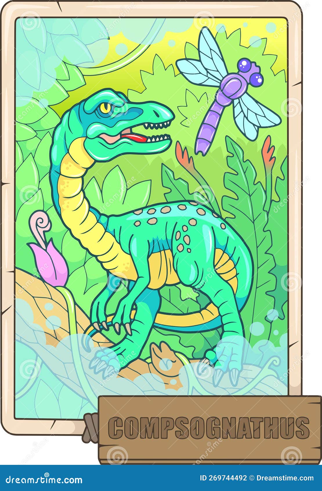 Dinosaur Compsognathus Coloring Book Vector Illustration ...