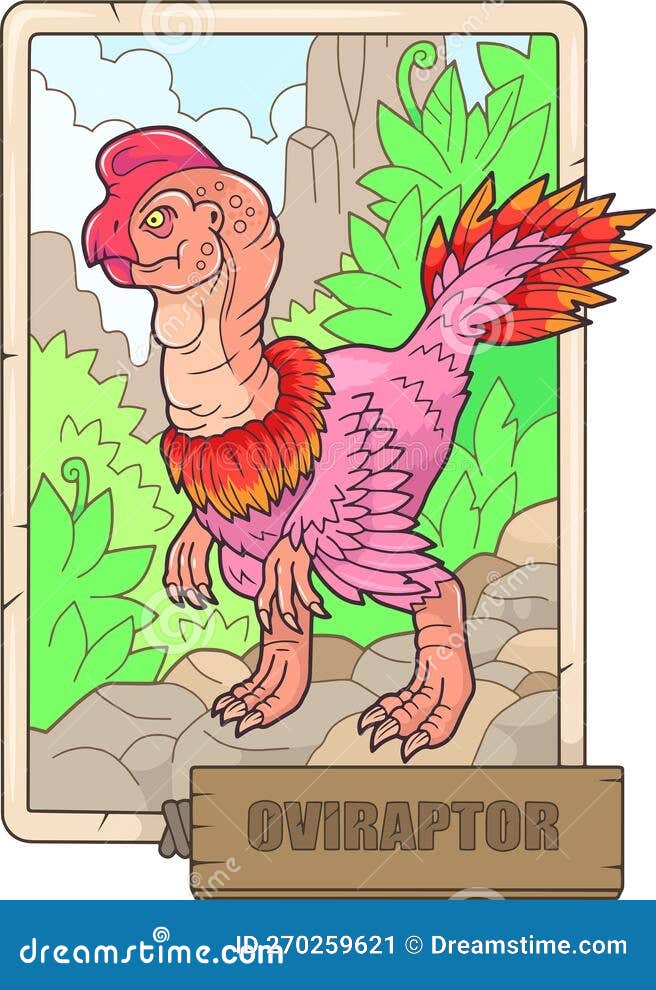Prehistoric Dinosaur Oviraptor, Illustration Cartoon Vector ...