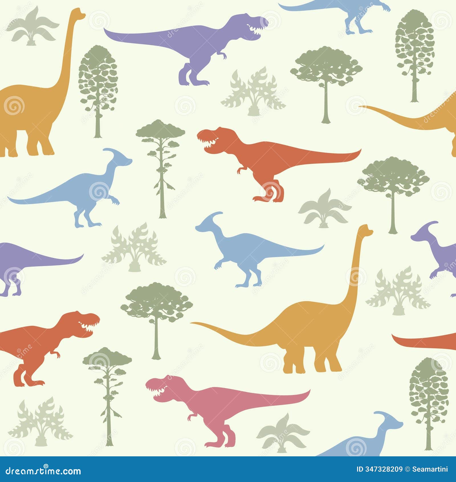 Prehistoric Dinosaurs Seamless Pattern Background Stock Vector ...