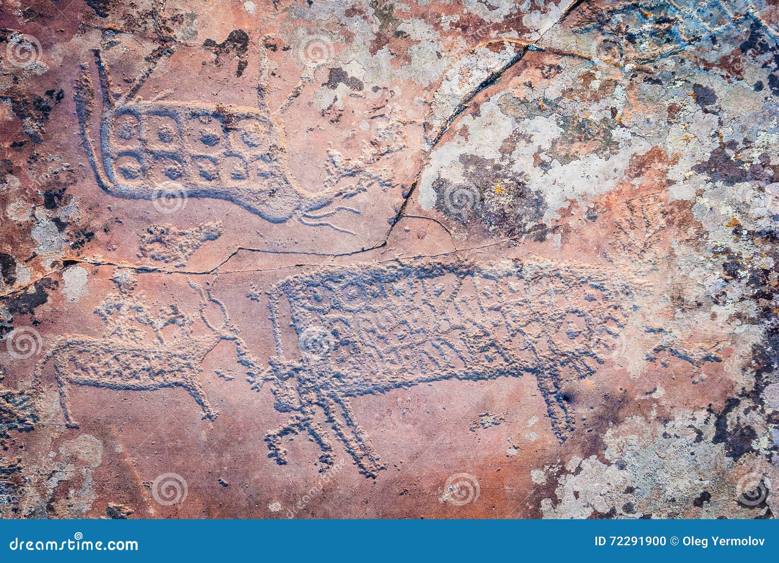 Prehistoric Drawing on Stone Stock Photo - Image of flat, historic ...