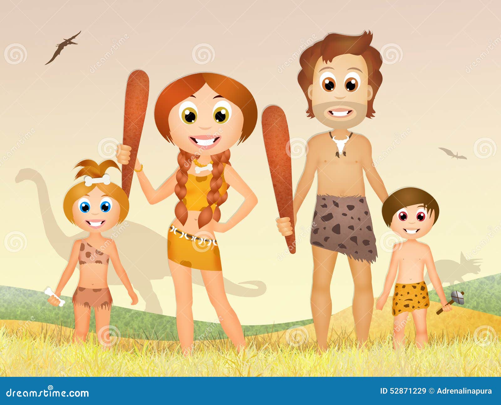 Prehistoric family stock illustration. Illustration of history - 52871229