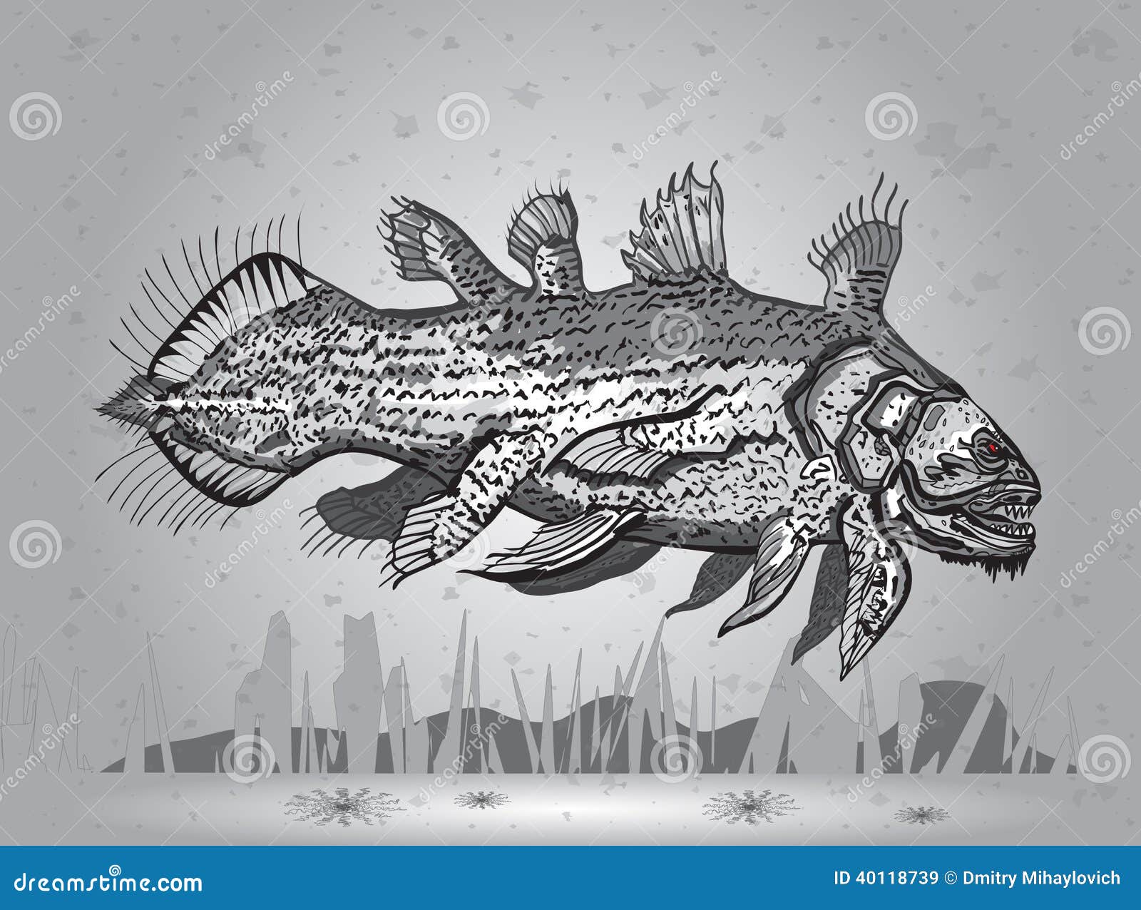 Prehistoric fish stock vector. Illustration of seaweed - 40118739