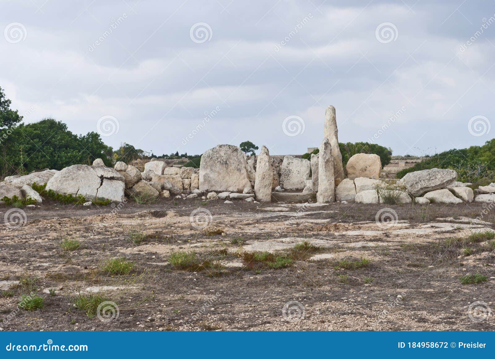 Prehistoric Giant Stone Structure at Hagar Qim, Malta Stock Photo ...